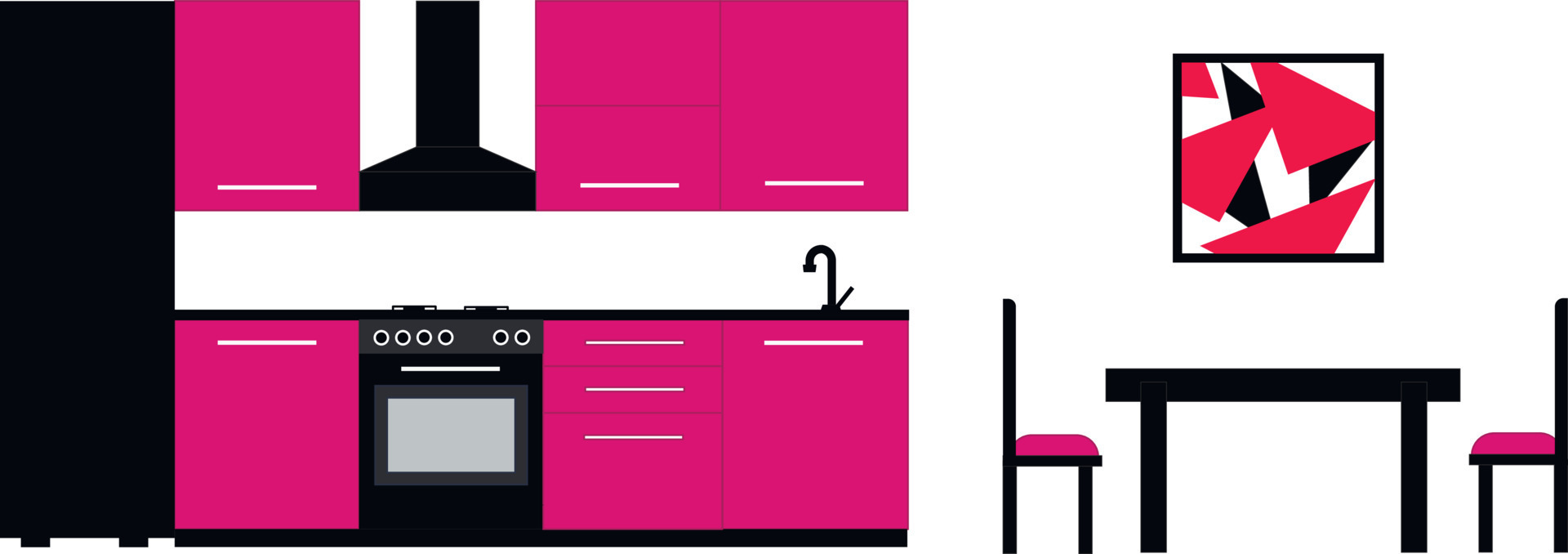 Pink flat design kitchen illustration interior. 10934025 Vector Art at ... Pink flat design kitchen illustration interior. 10934025 Vector Art at ...