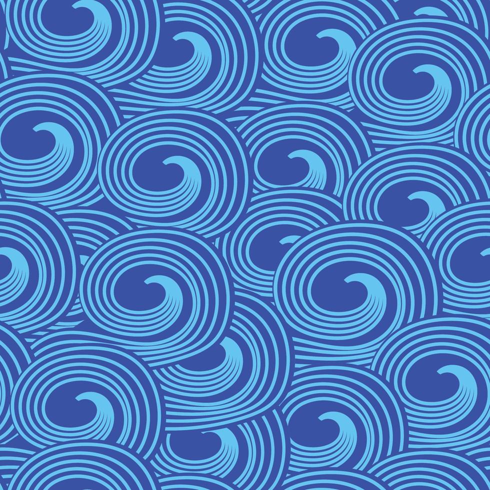Abstract swirly ocean blue waves seamless pattern. For backgrounds ...