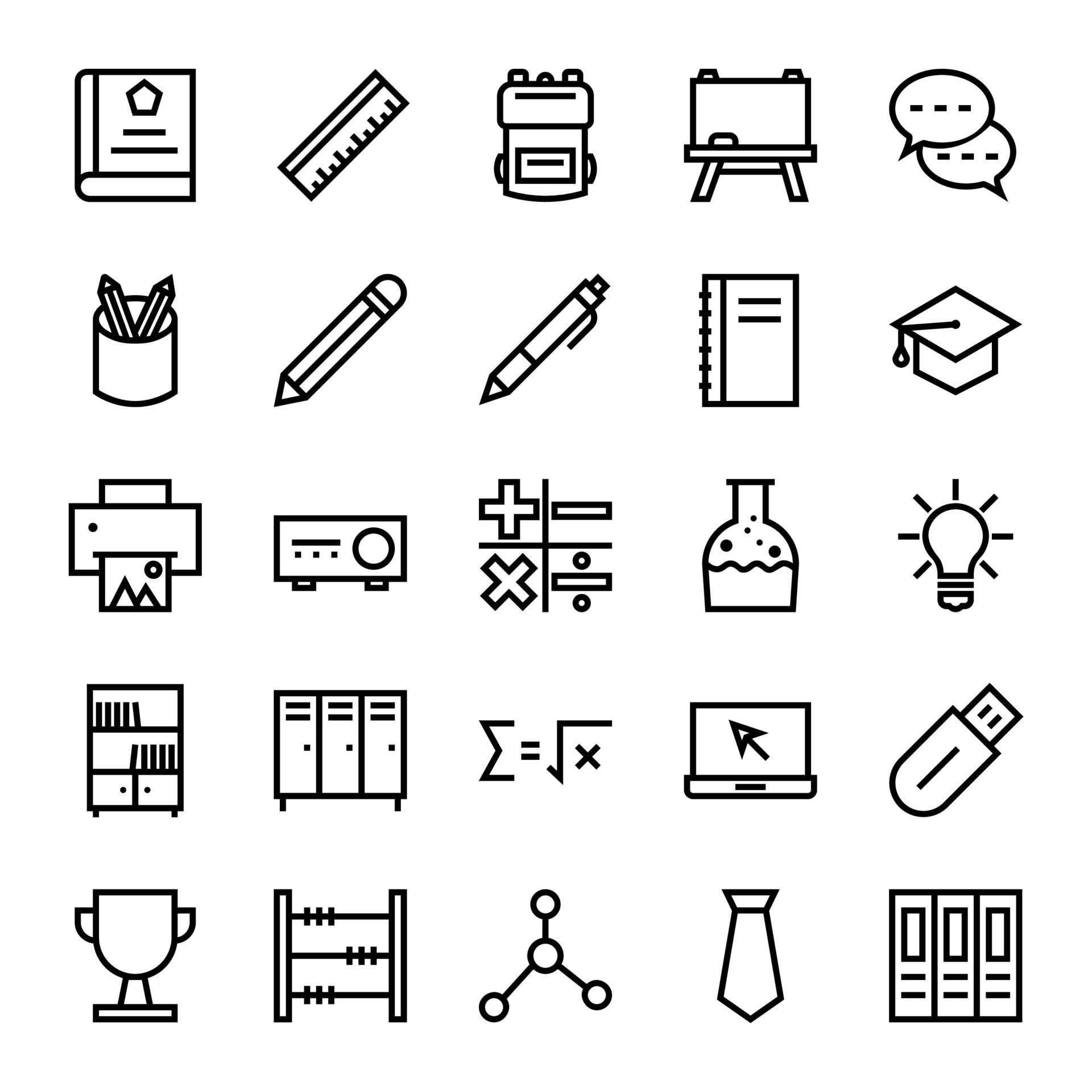 Set of education icons, Set of education collection in black color for ...