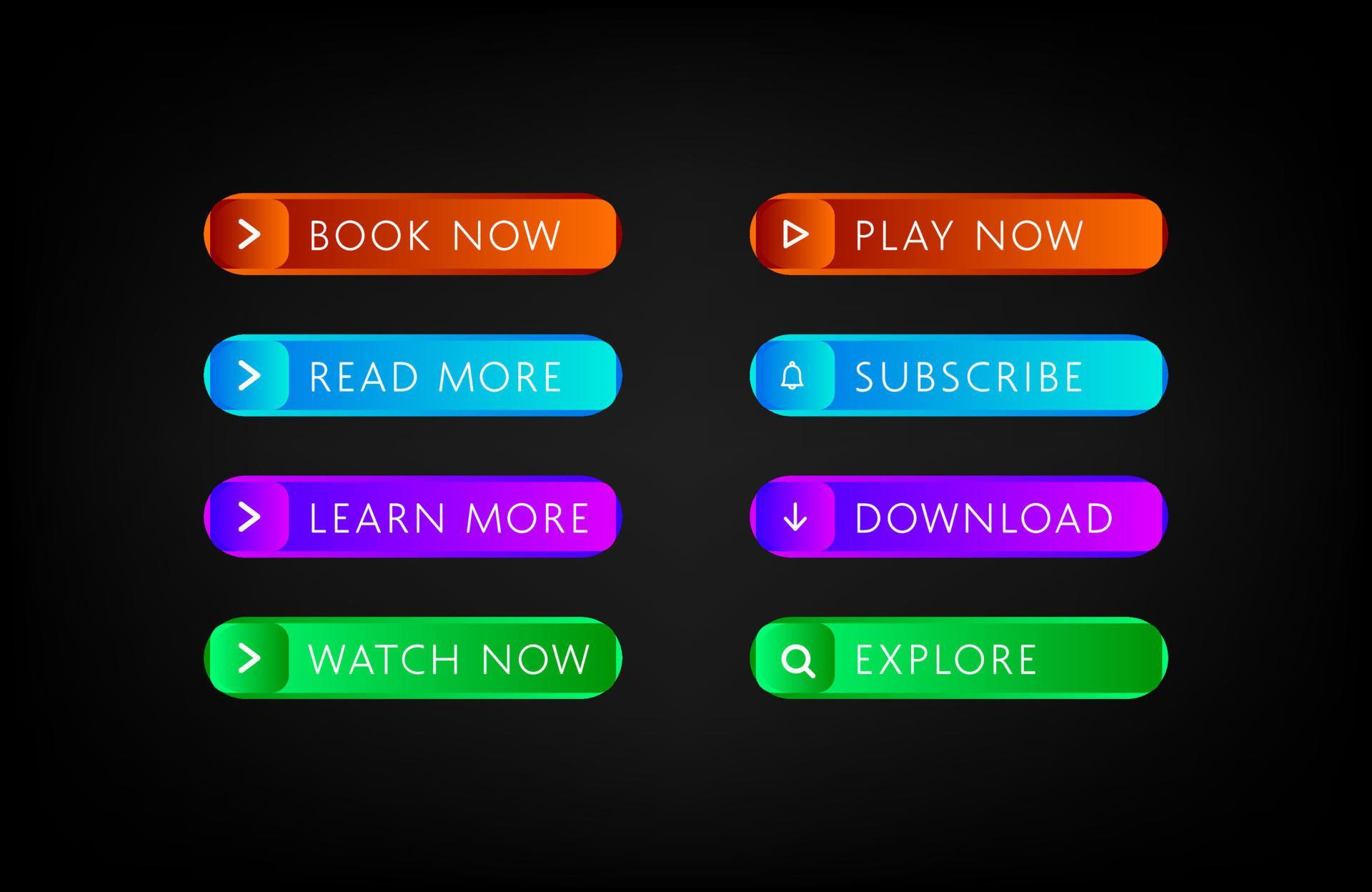 Web buttons collection for different purposes 10940949 Vector Art at Vecteezy