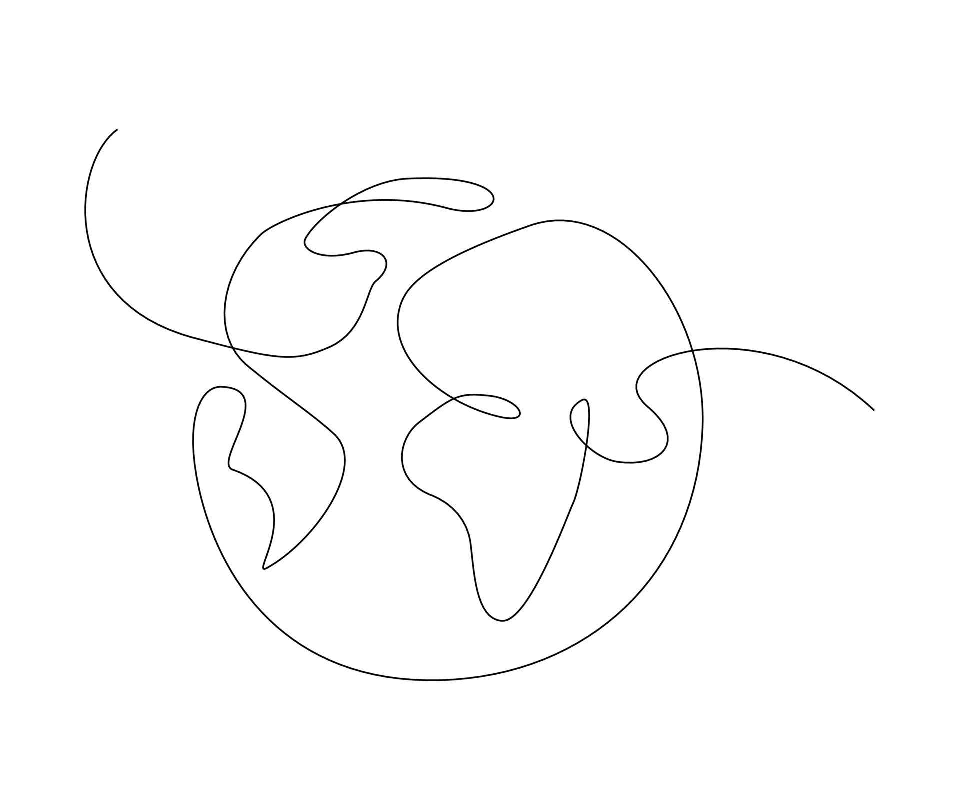 Earth one line. Planet continuous line. Globe line art. vector, outline ... Earth one line. Planet continuous line. Globe line art. vector, outline ...
