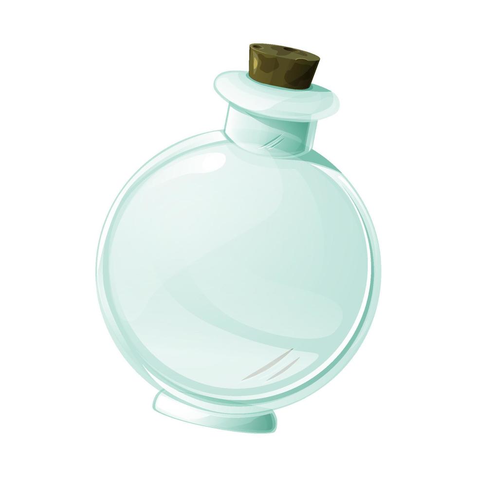 Empty flask for magic potion for ui games. Vector illustration of a glass jar for liquid ...