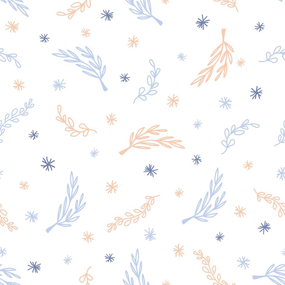 Vector seamless pattern with hand drawn wildflowers, colorful botanical ...