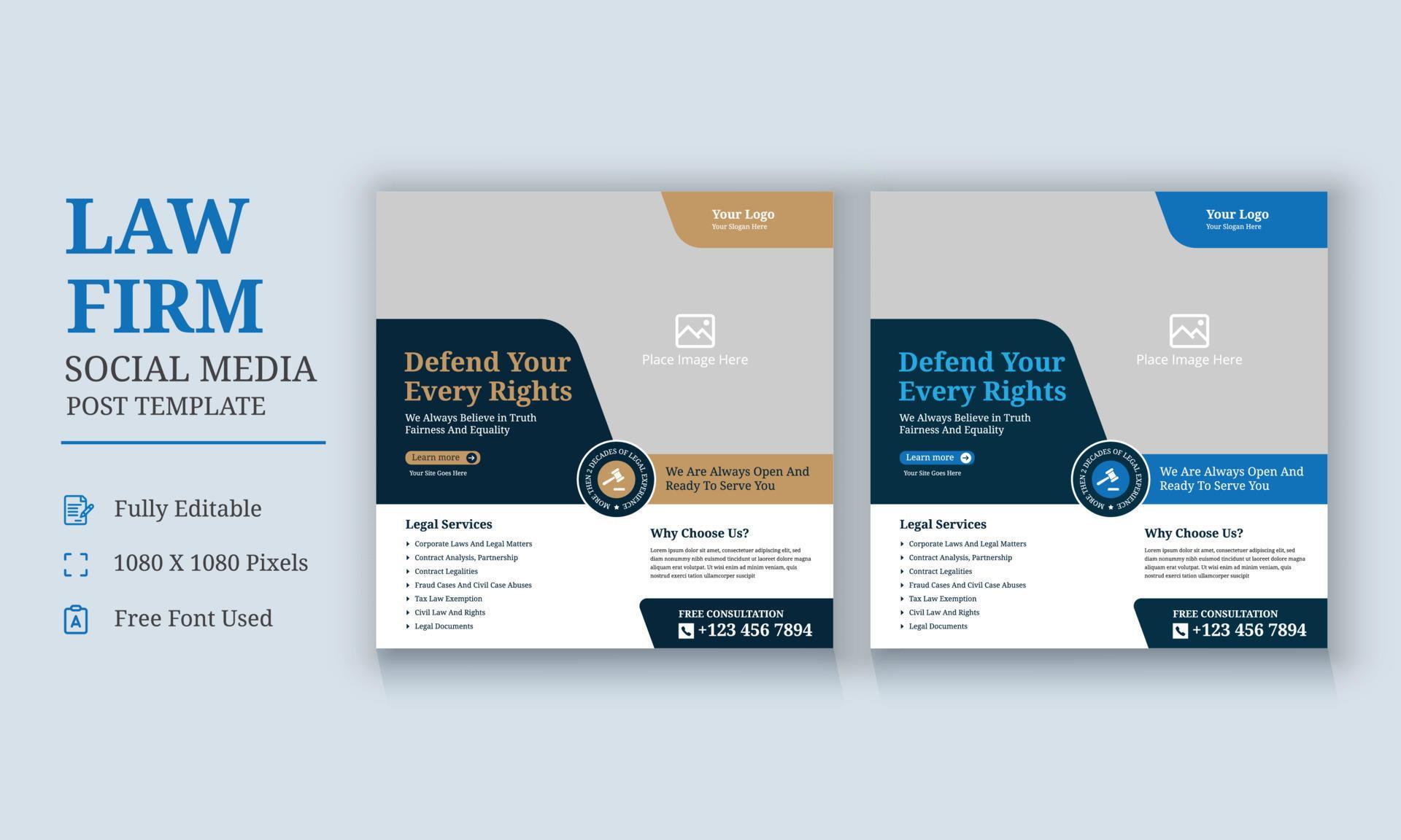 Law Firm Social Media Template, Law Firm and Legal Services Social Media, Law Firm and ...