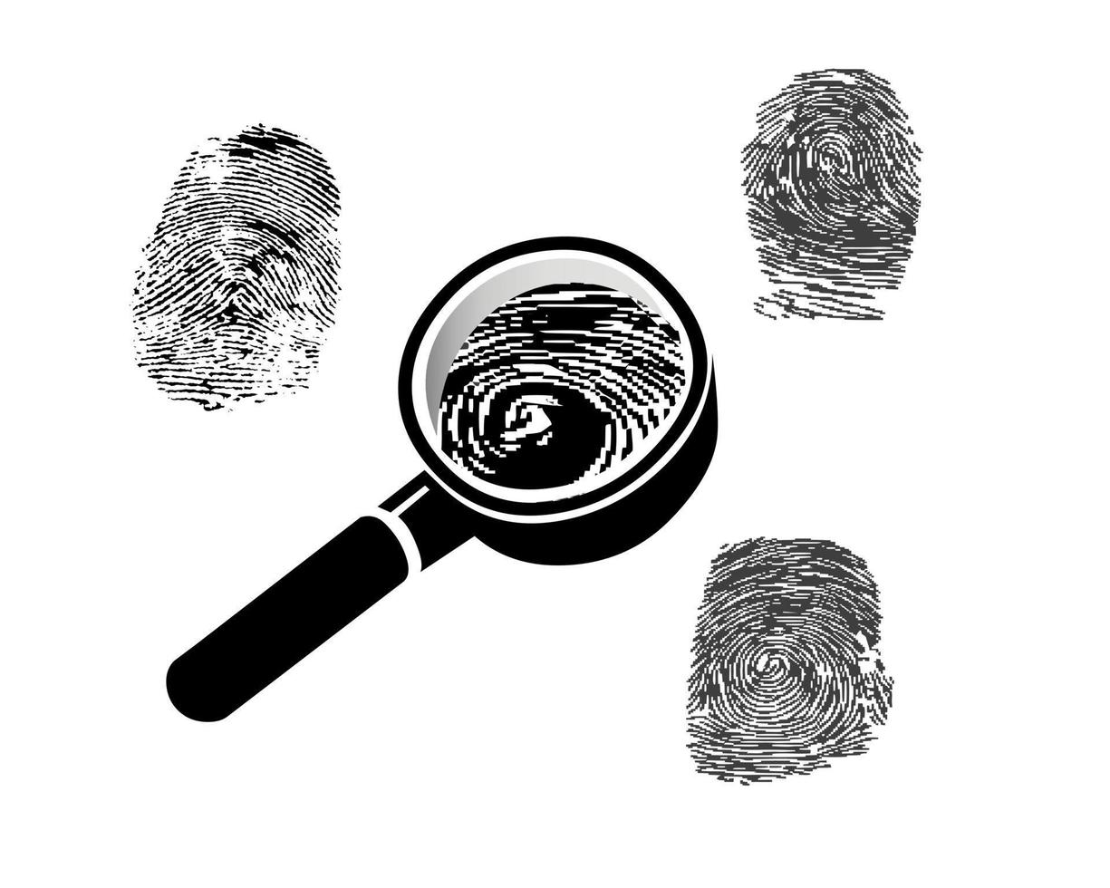 Forensic fingerprints and magnifier on a white background 10948329 ...