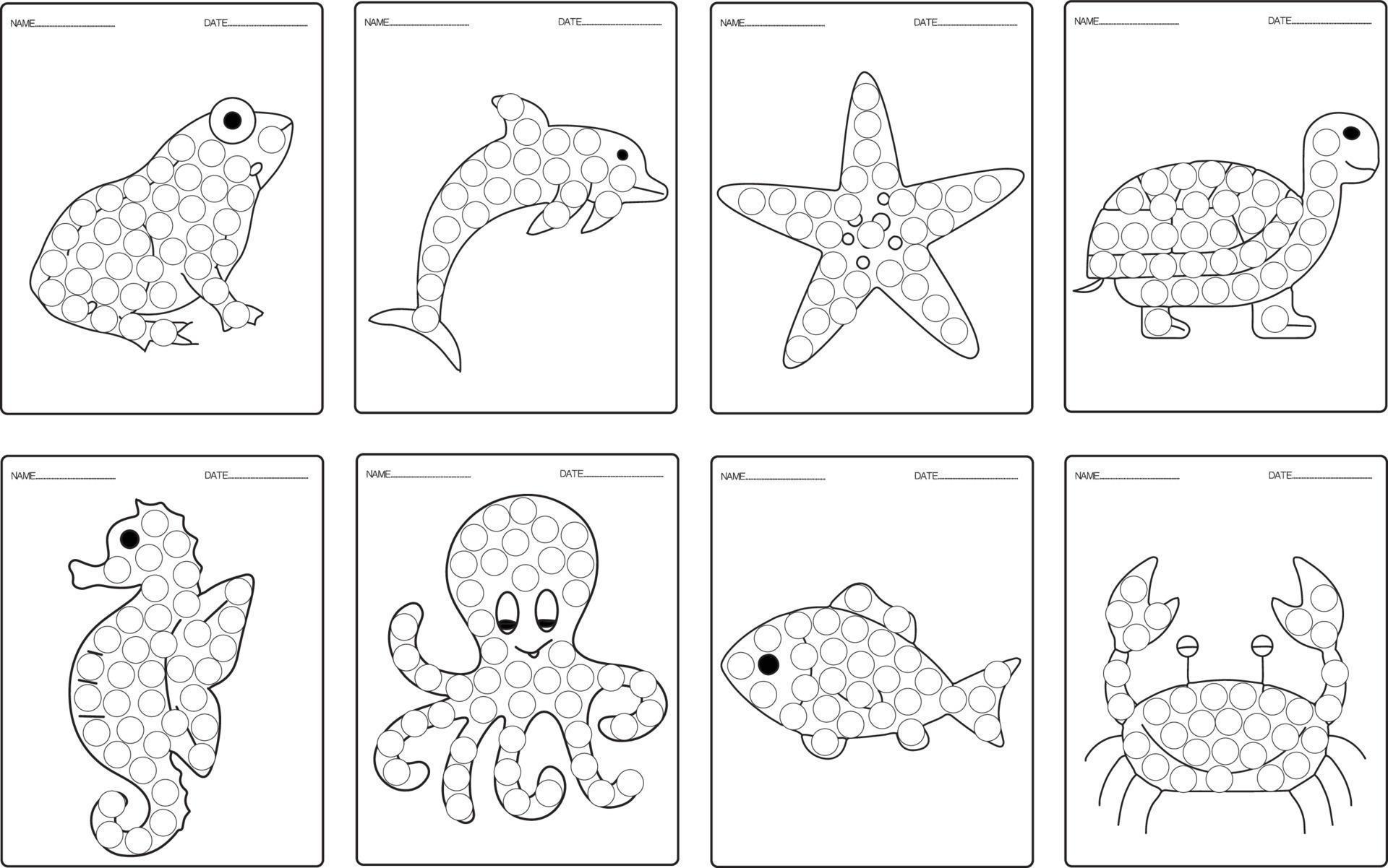 Ocean animals coloring book,Dot Markers Activity for kids. 10951889 ...