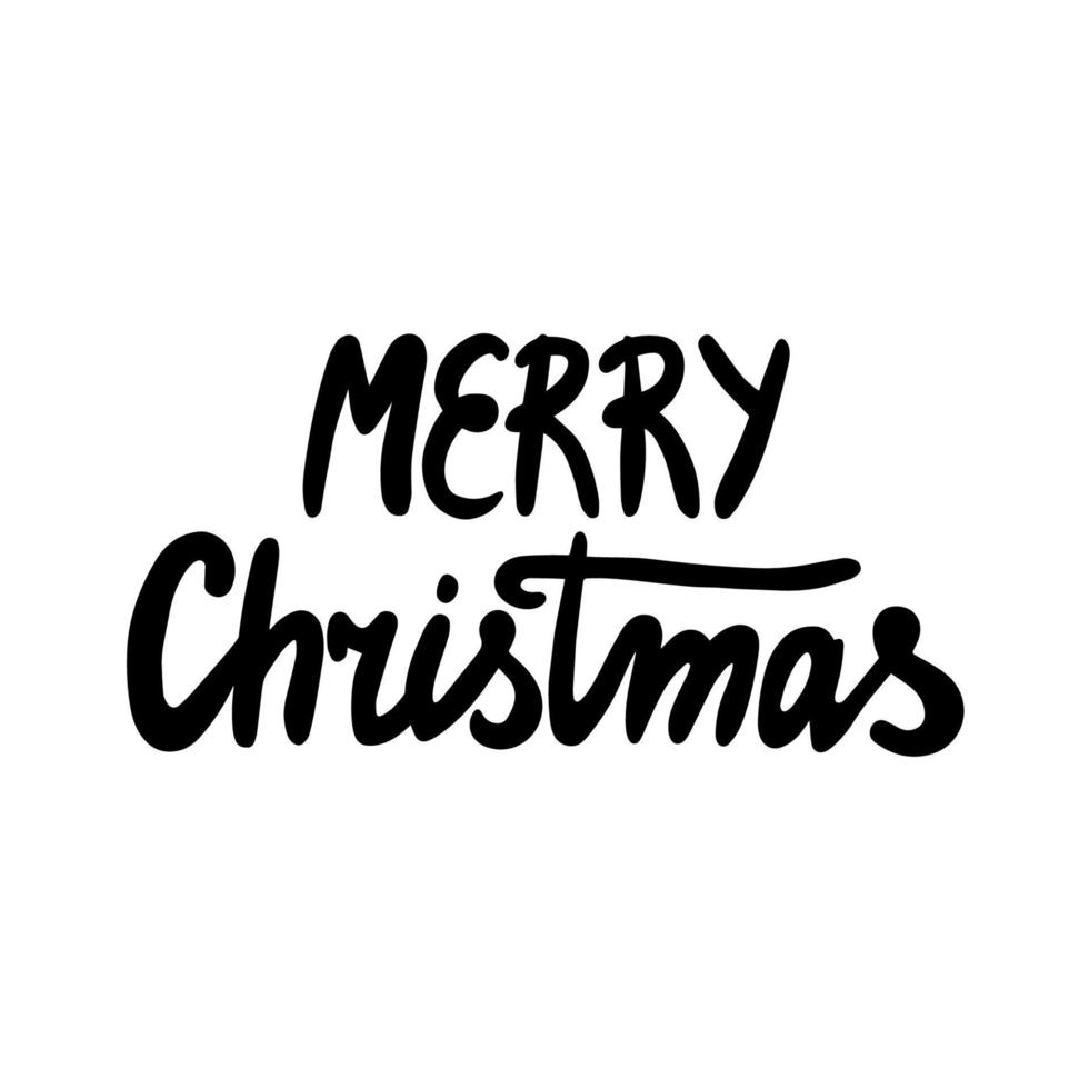 Merry Christmas Hand Drawn Lettering Banner Typography Emblem Text