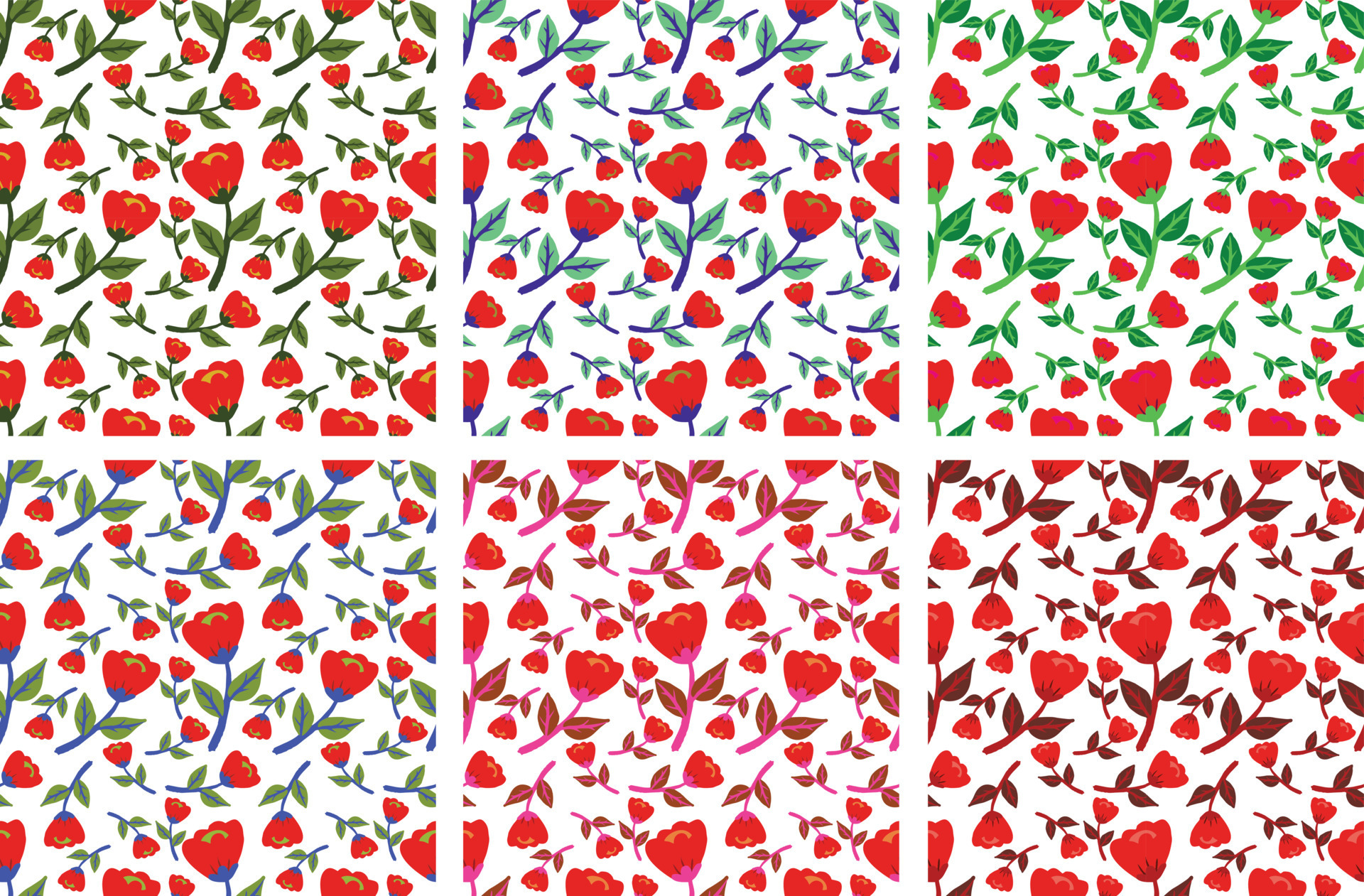 A set of seamless floral vector patterns 10955409 Vector Art at Vecteezy