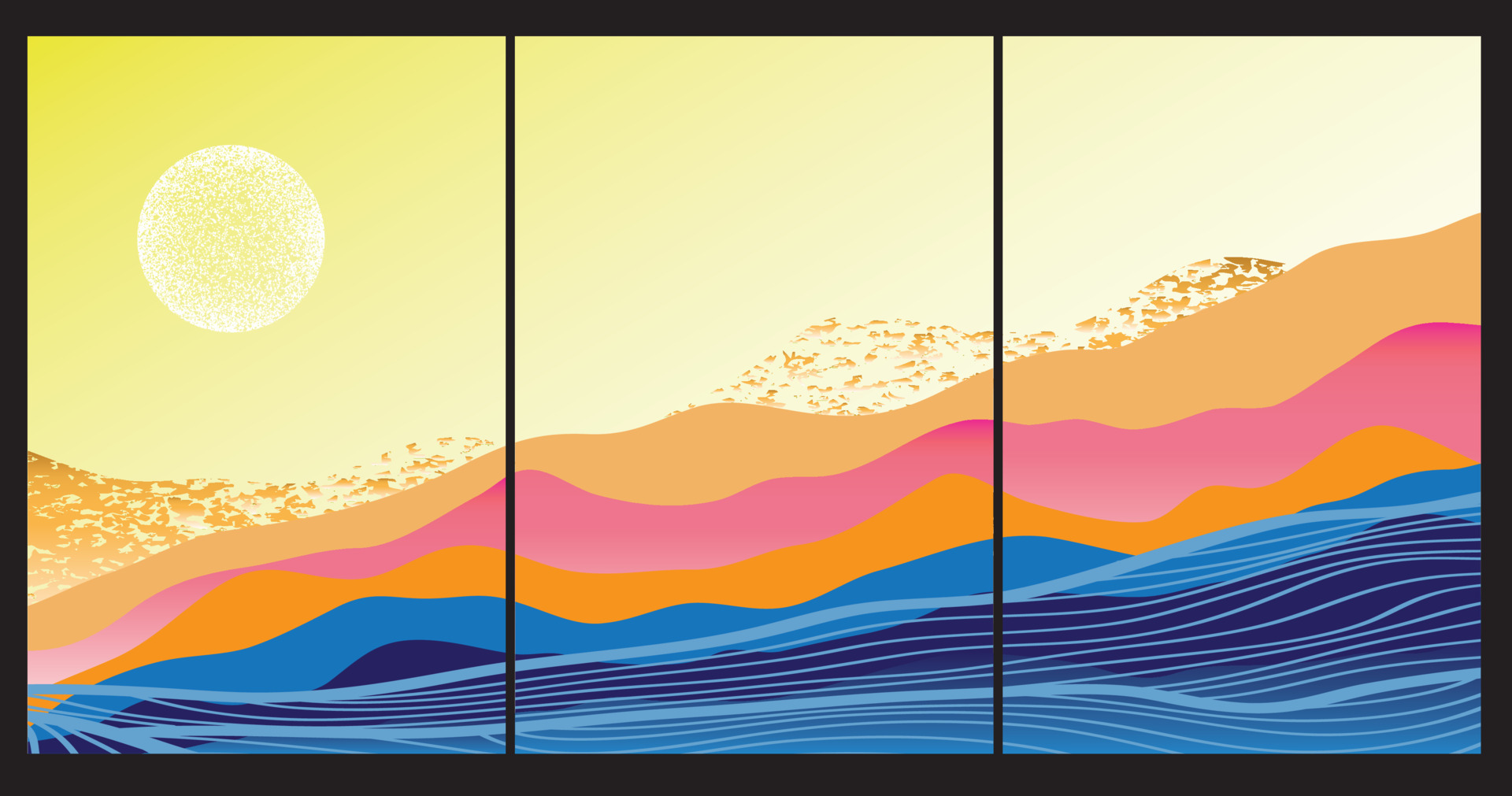 Japanese Background With Line Wave Pattern Vector Abstract Template With Geometric Pattern