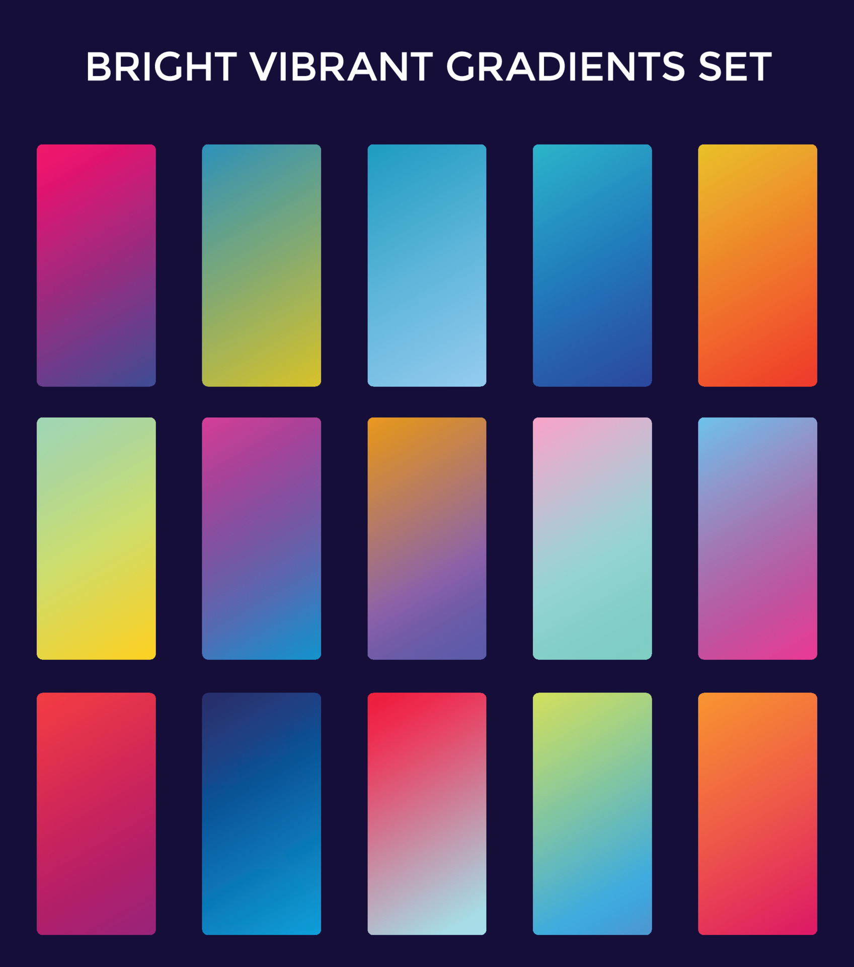 Set Of Swatches Colorful Gradient Background Palette Of Vector For Design And Web Concept Art