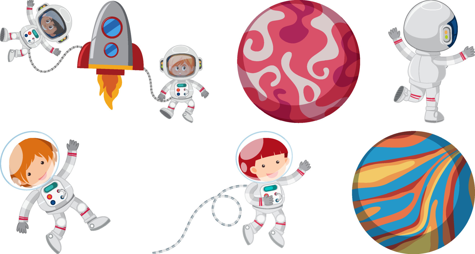 Set Of Space Cartoon Characters And Objects 10958946 Vector Art At Vecteezy