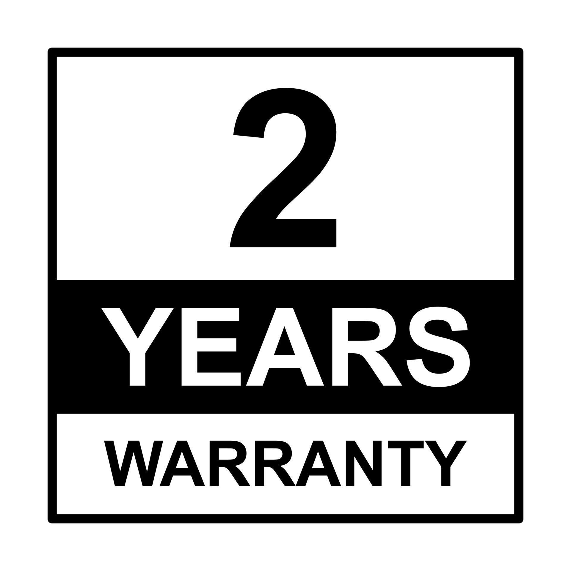 2 years warranty stamp icon vector for graphic design, logo, website, social media, mobile app ...