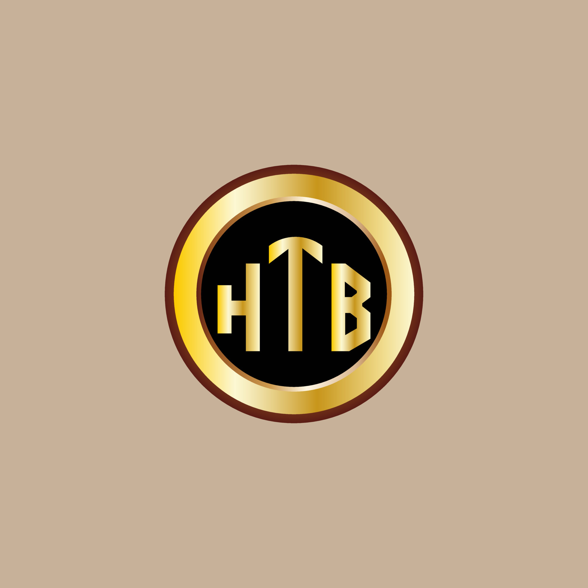 creative HTB letter logo design with golden circle 10965047 Vector Art at Vecteezy