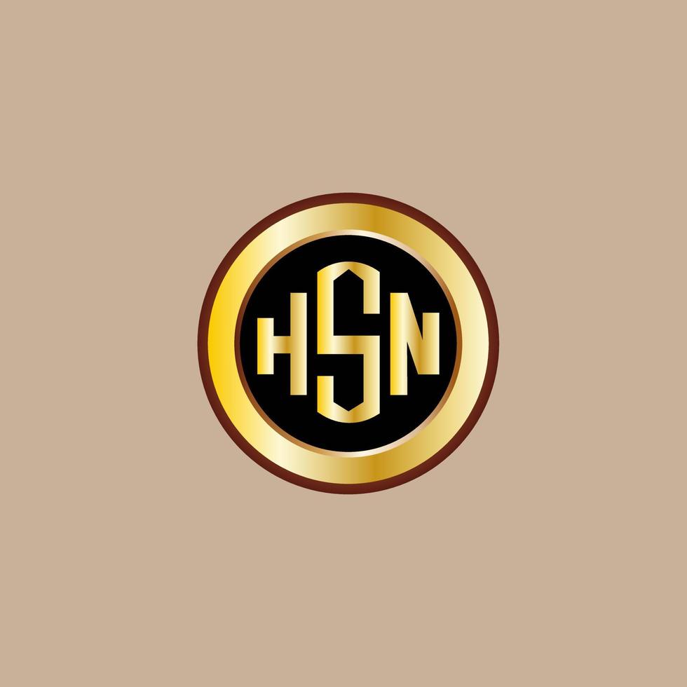 diseño creativo del logotipo de la letra hsn con círculo dorado 10965594 Vector en Vecteezy