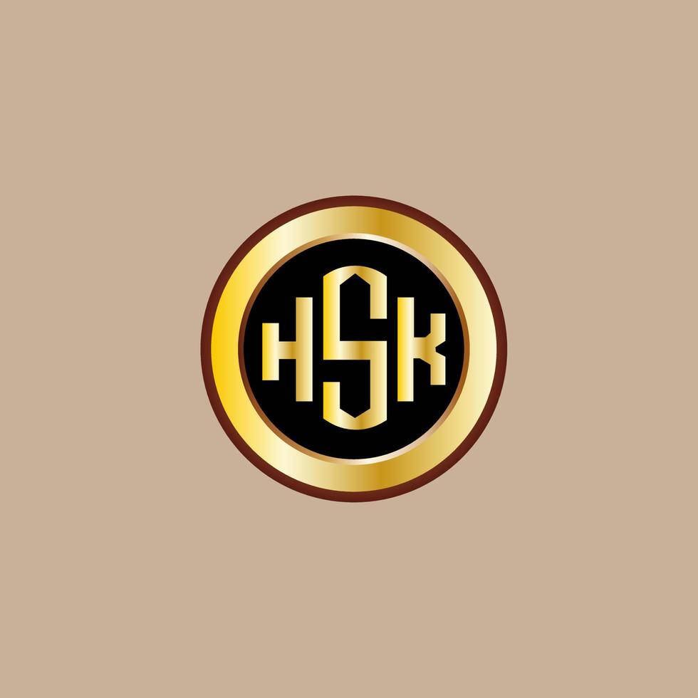 creative HSK letter logo design with golden circle 10965653 Vector Art ...