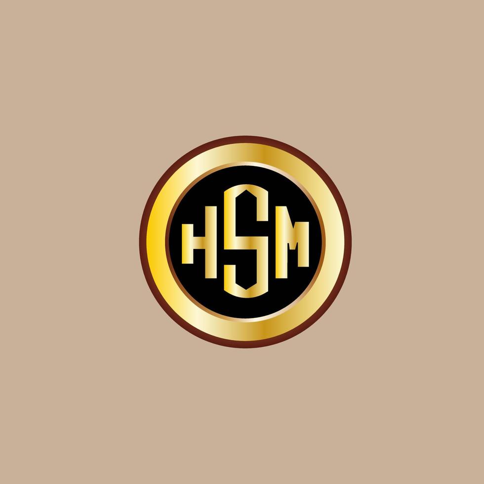 creative HSM letter logo design with golden circle 10966067 Vector Art ...