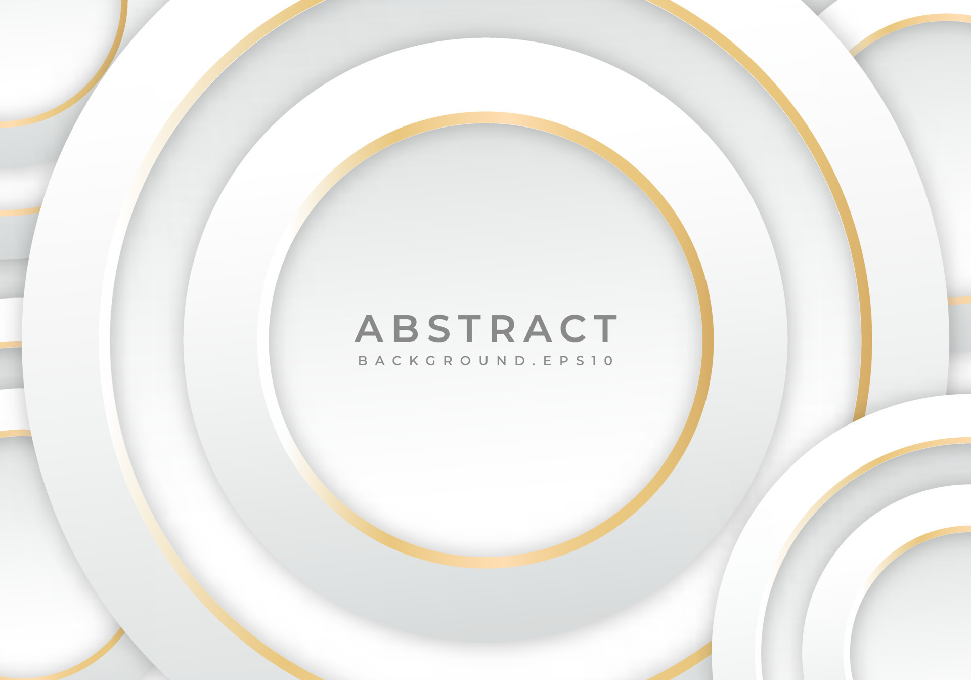 Abstract 3d Circle Papercut Layer White Background With Gold Line