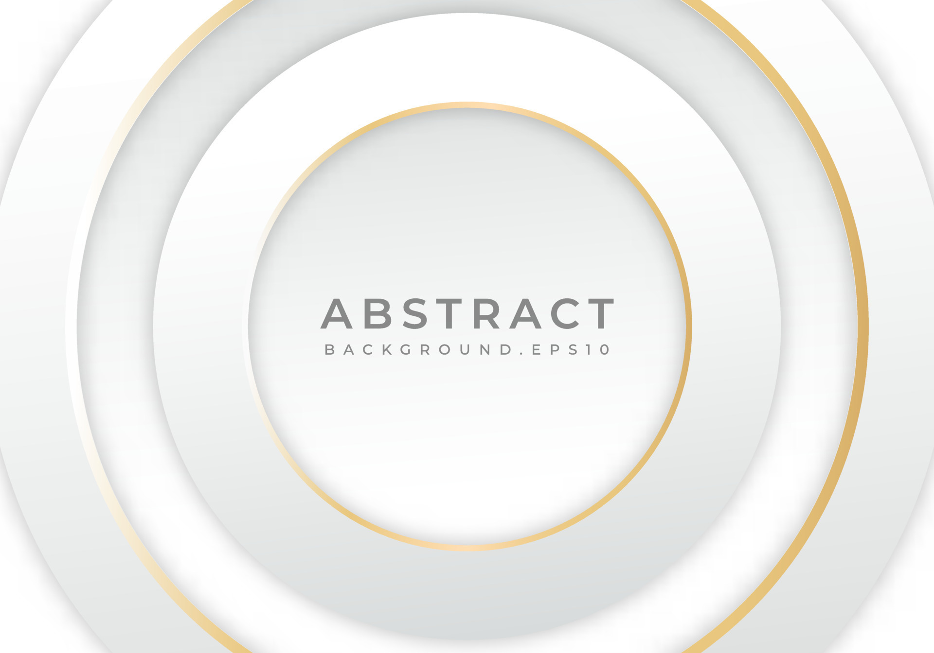 Abstract 3d Circle Papercut Layer White Background With Gold Line