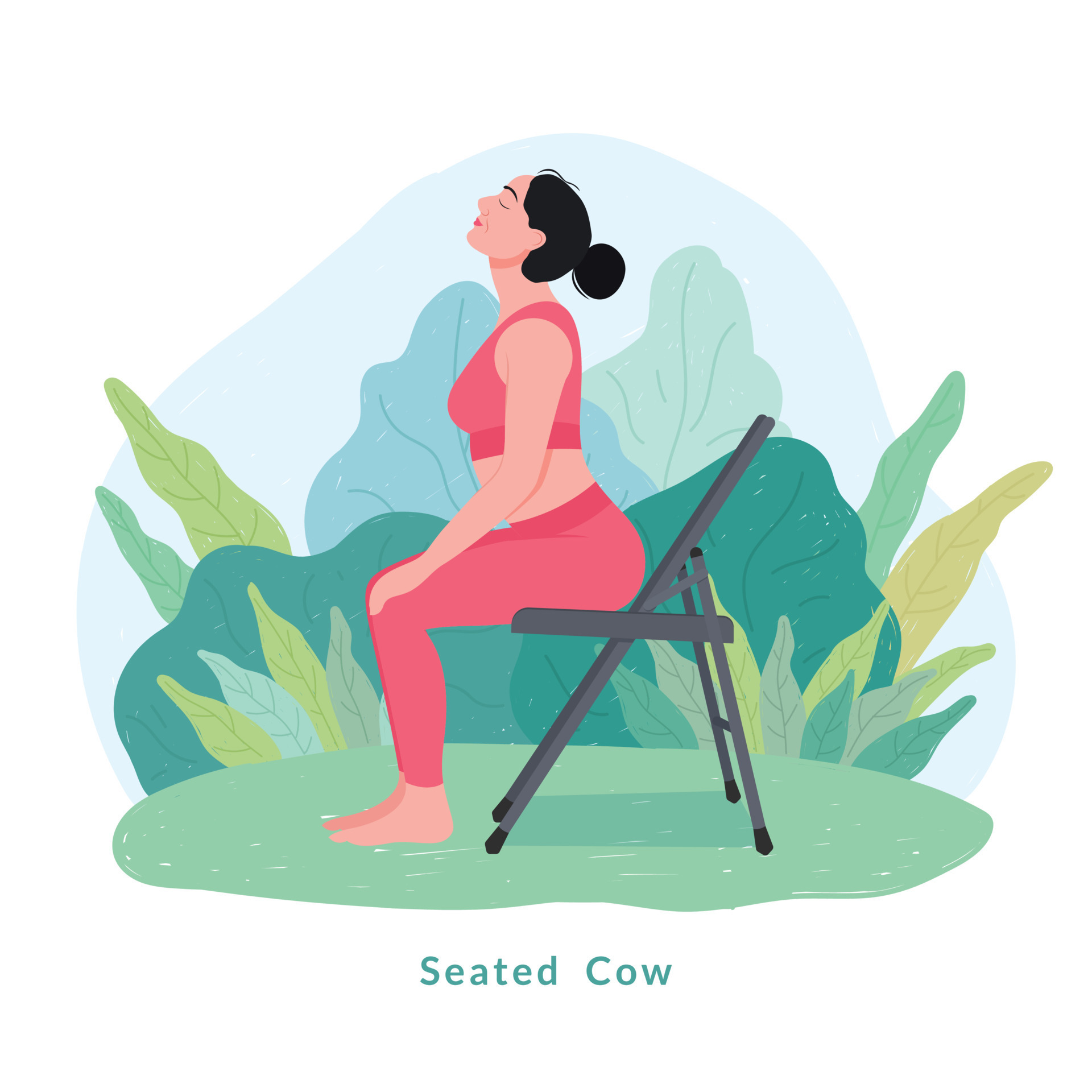 Seated Cow Yoga Pose Young Woman Woman Doing Yoga For Yoga Day Celebration 10978818 Vector Art