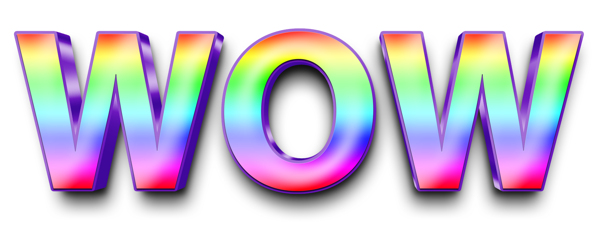 texto 3d volumétrico del arco iris de la inscripción wow corte aislado 10985884 PNG