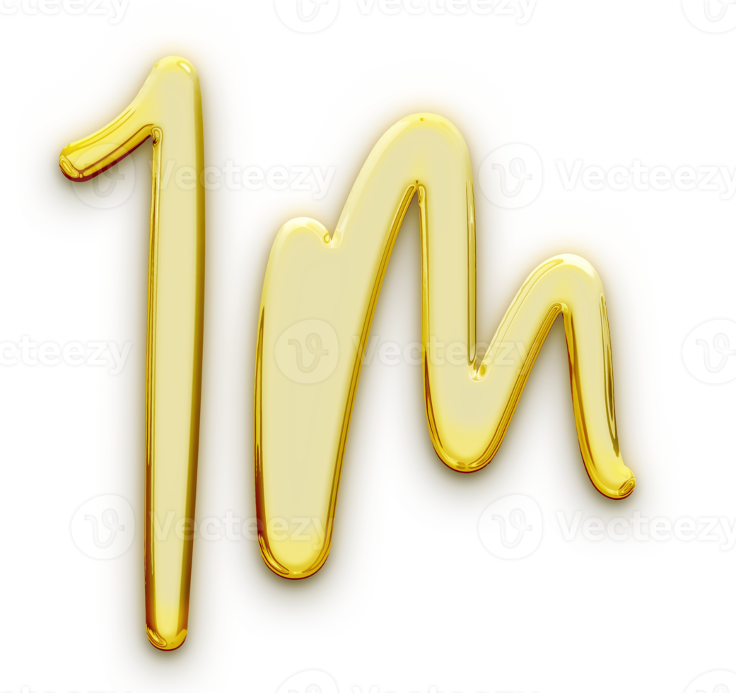 texto 3d volumétrico dorado de la inscripción 1m corte aislado 10986382 PNG