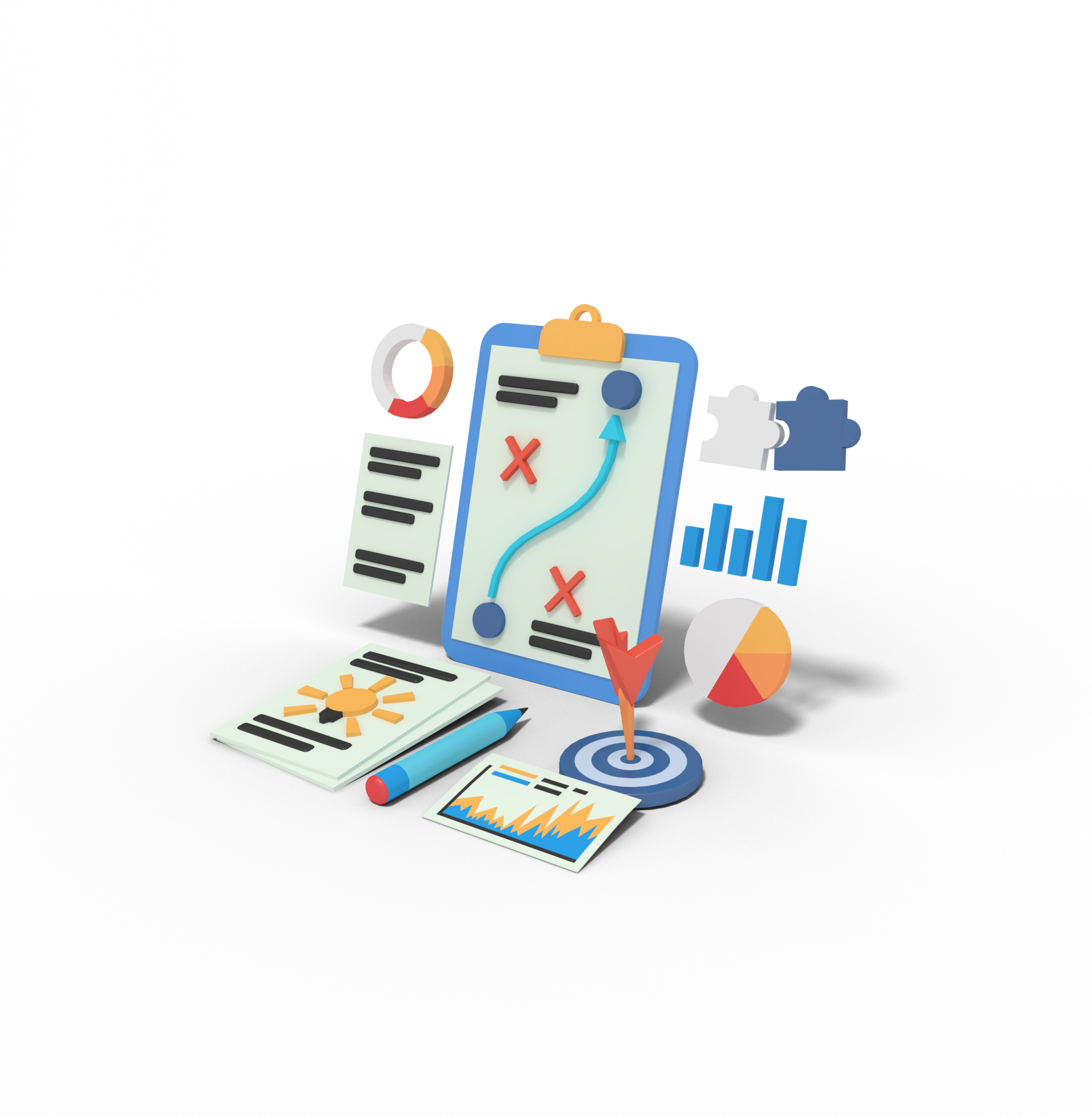 3d Illustration Of Business Planning Strategy 10986878 Png