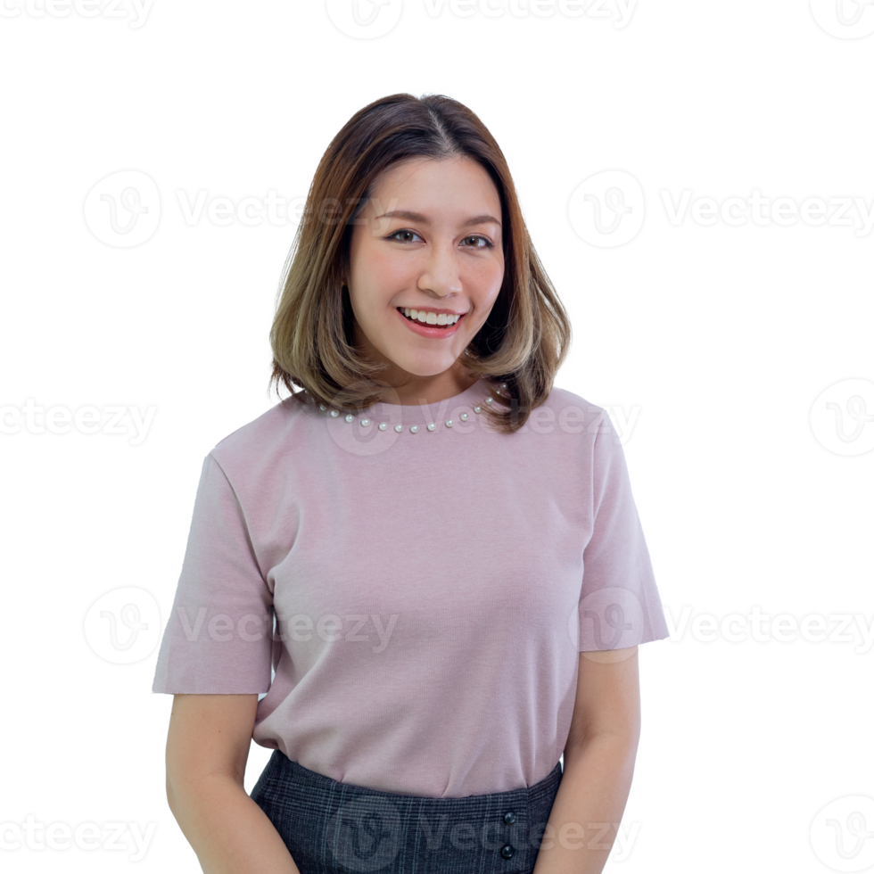 Asian woman, professional standing in office clothing, smiling and ... Asian woman, professional standing in office clothing, smiling and ...
