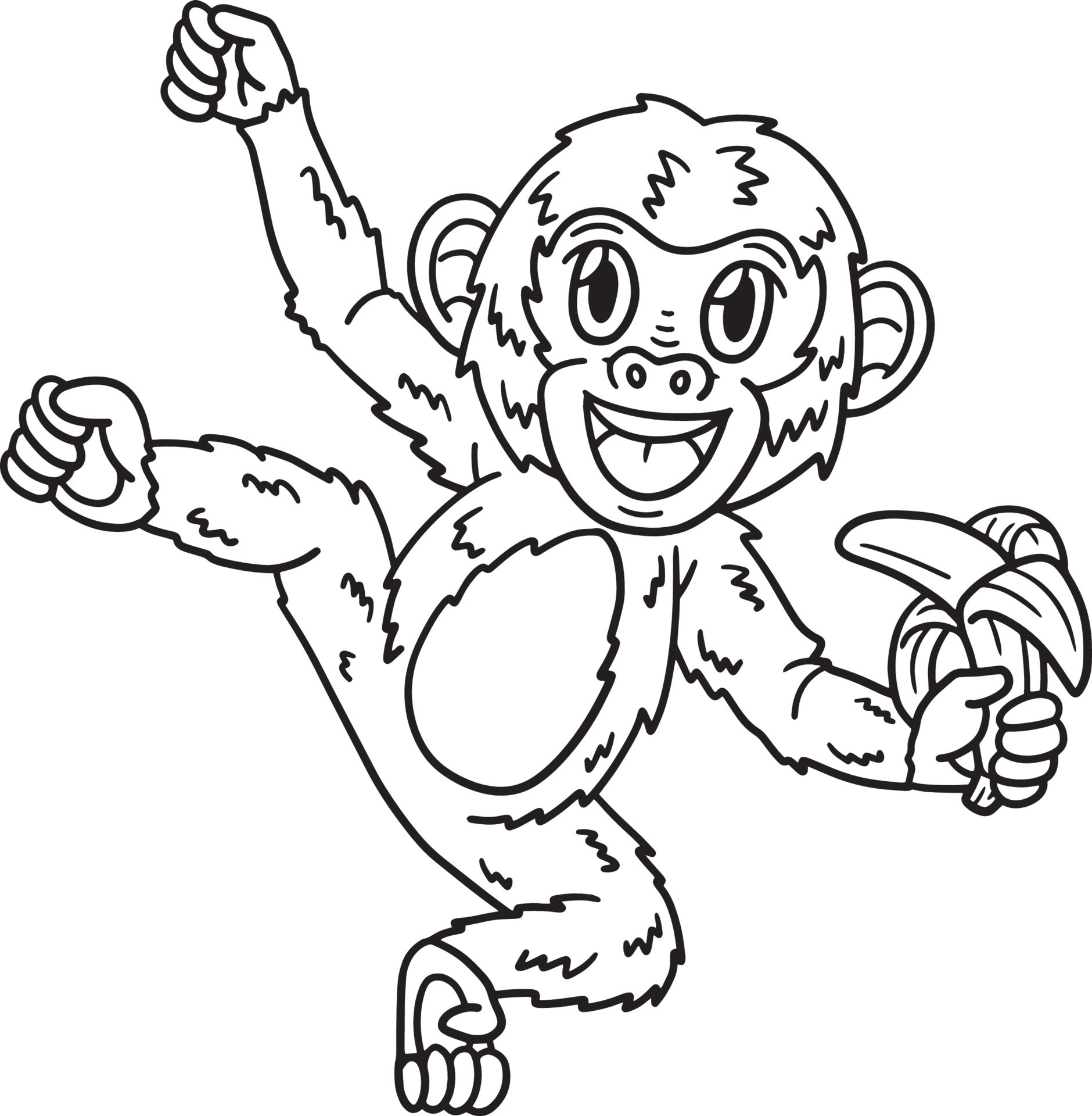 Monkey Animal Isolated Coloring Page for Kids 10993797 Vector Art at ...