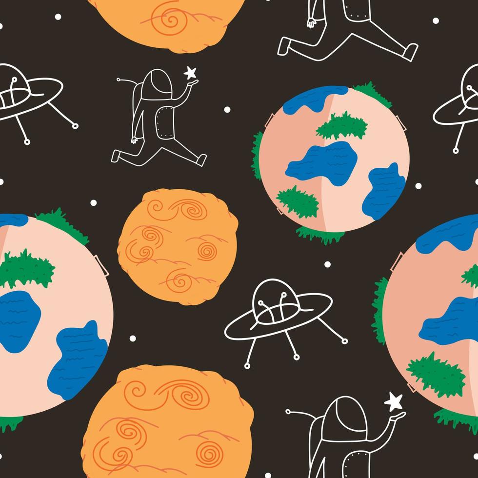 Seamless space pattern. Vector illustration hand drawn 10993887 Vector ...