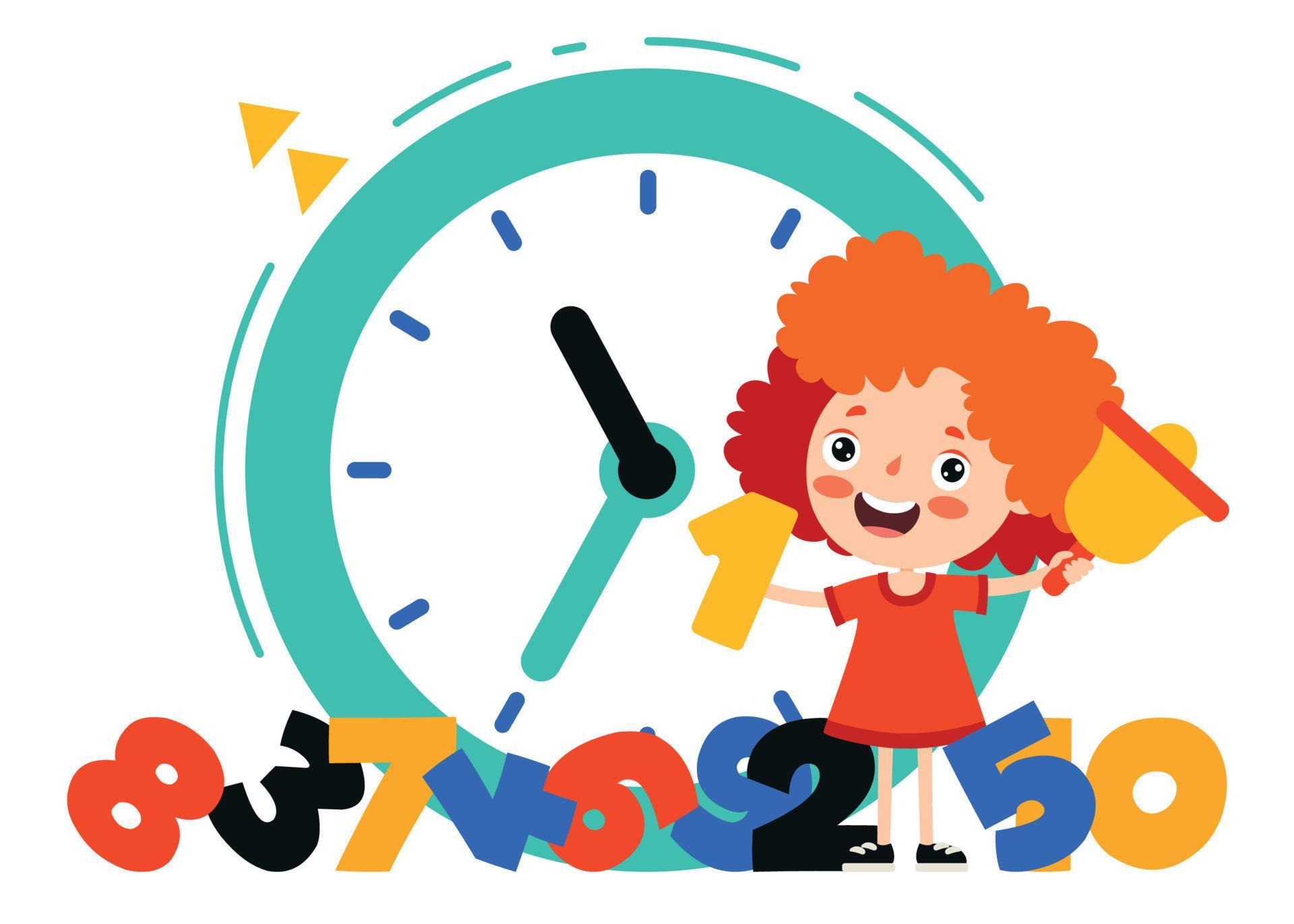 Time Concept Drawing With Flat Objects 10995220 Vector Art at Vecteezy