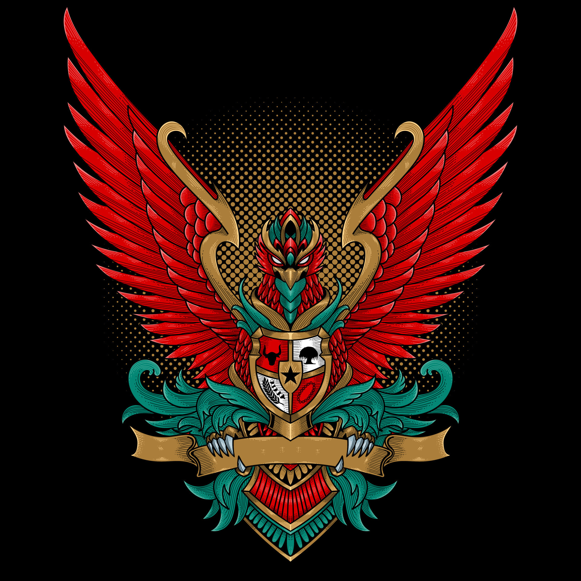 Garuda Indonesia Gripping Ribbon Engraving Style Vector Illustration 10996649 Vector Art At Vecteezy