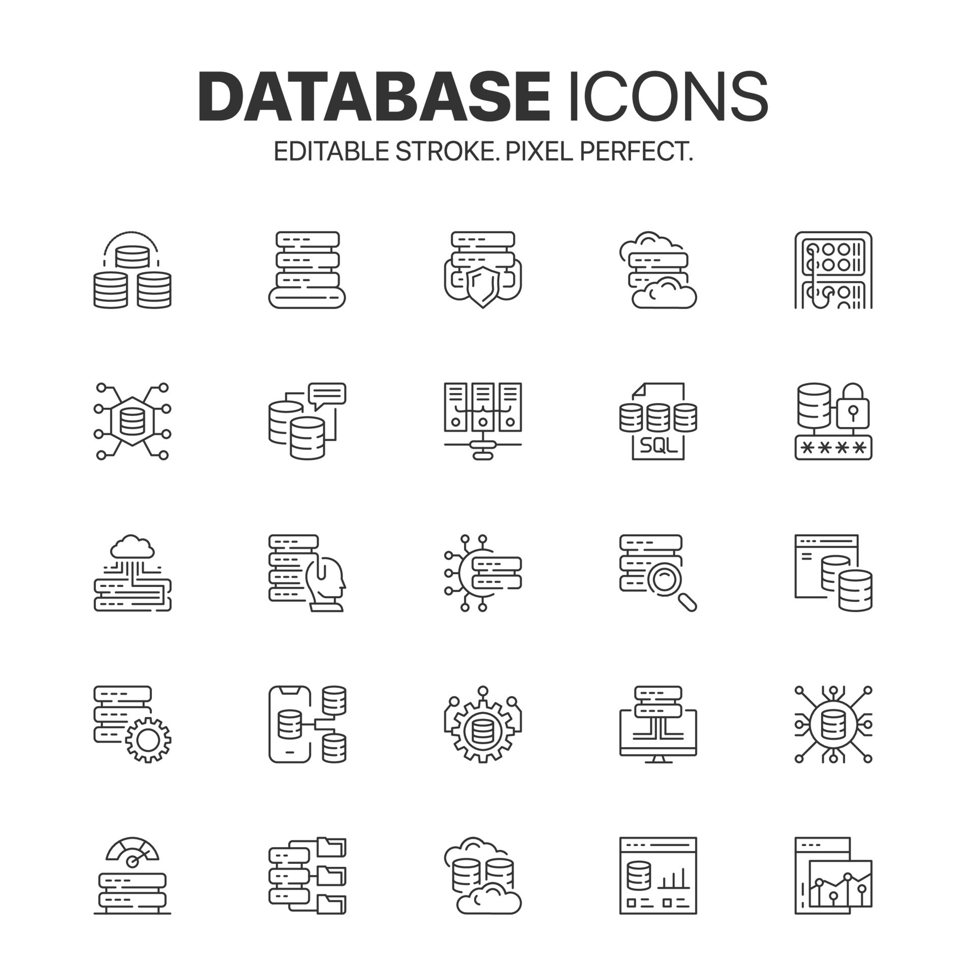 Database Icon Set Line Sql Icon Pack System Access Server Backup And Relational Database