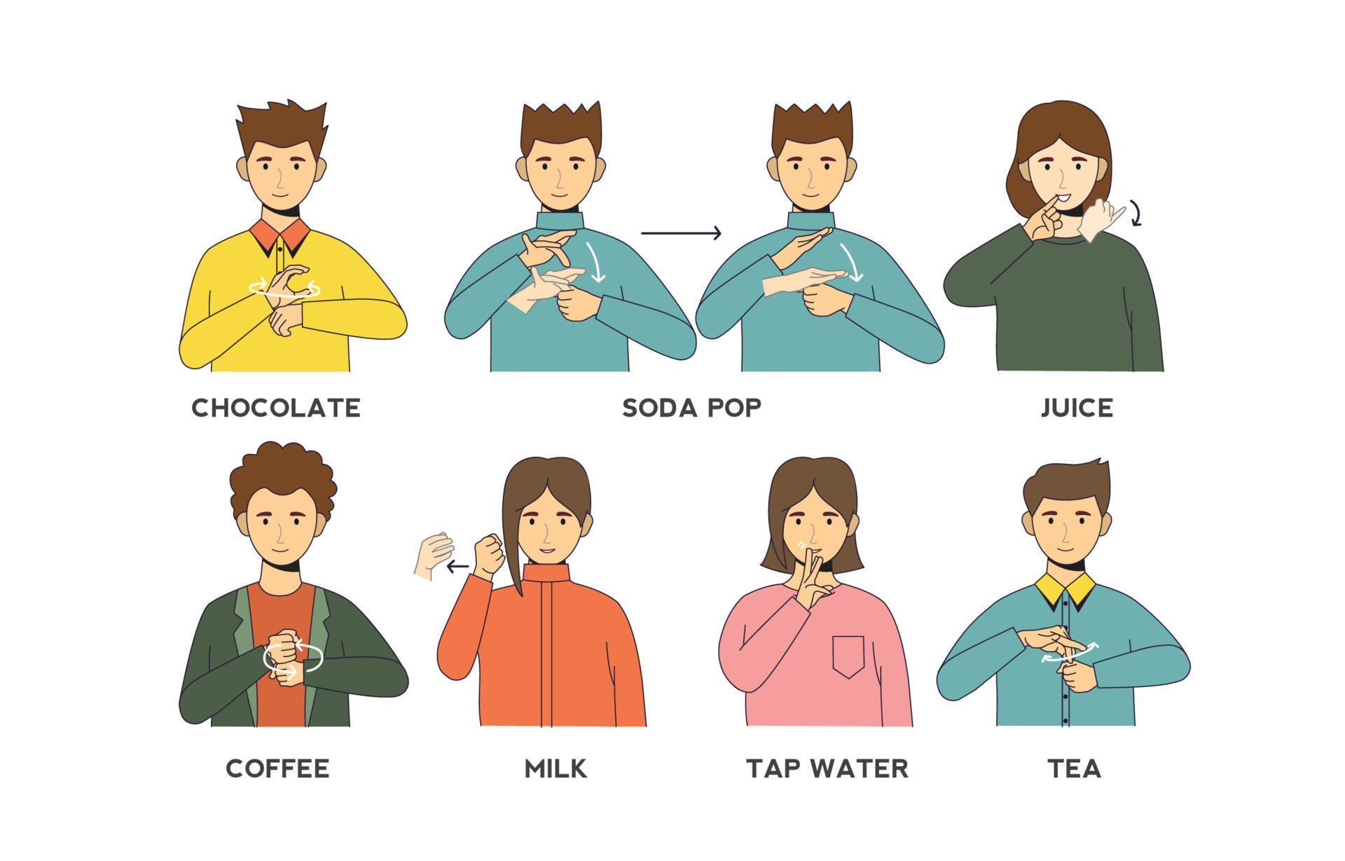 Sign Language Drinks Collection 11000310 Vector Art at Vecteezy
