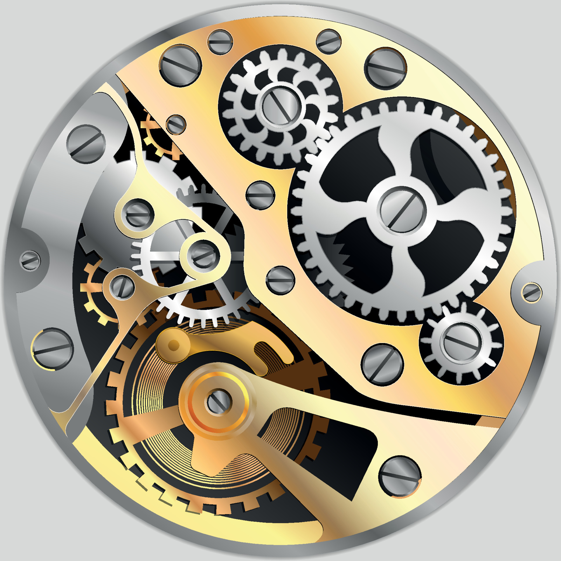 Drawing of an internal mechanism of a mechanical watch. Vector image ... Drawing of an internal mechanism of a mechanical watch. Vector image ...