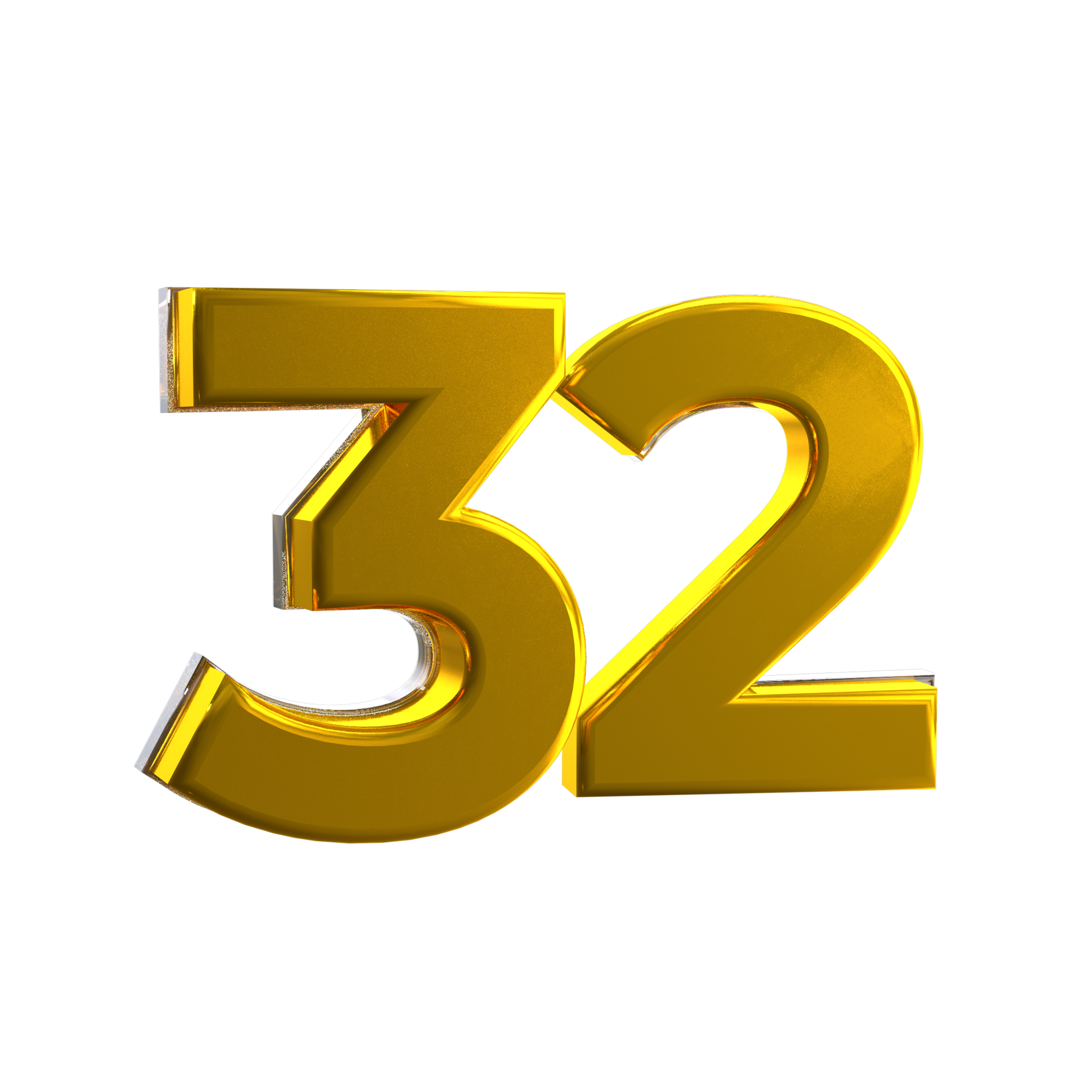 Mental yellow color 32 3D Number 11016786 PNG