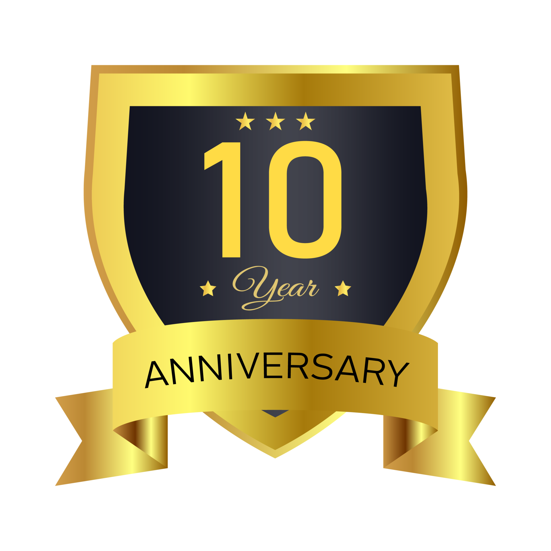 Anniversary Royal Badge Png With A Shield Shape Anniversary Badge Design With Golden Color