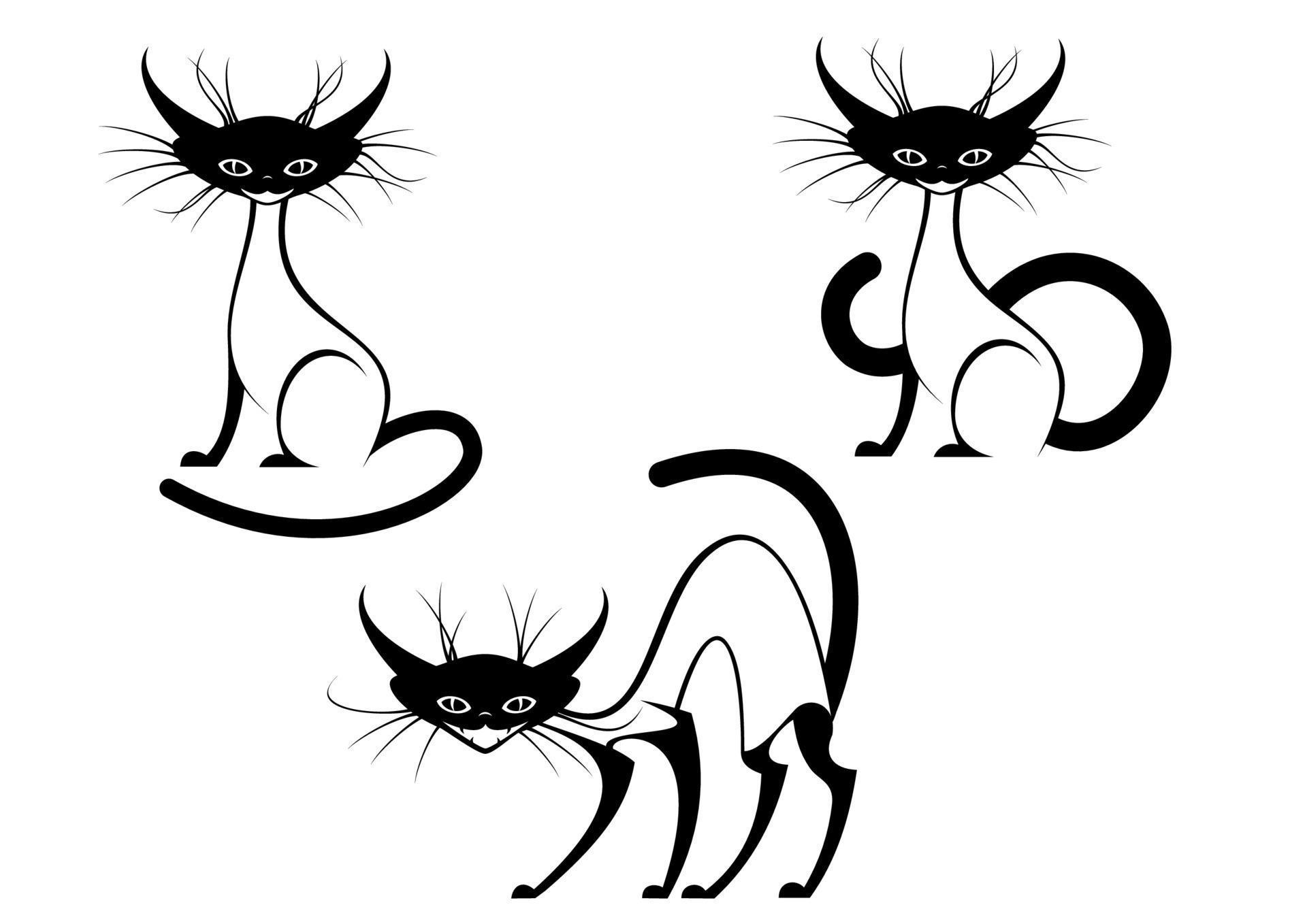 Black cute cartoon cats 11017509 Vector Art at Vecteezy