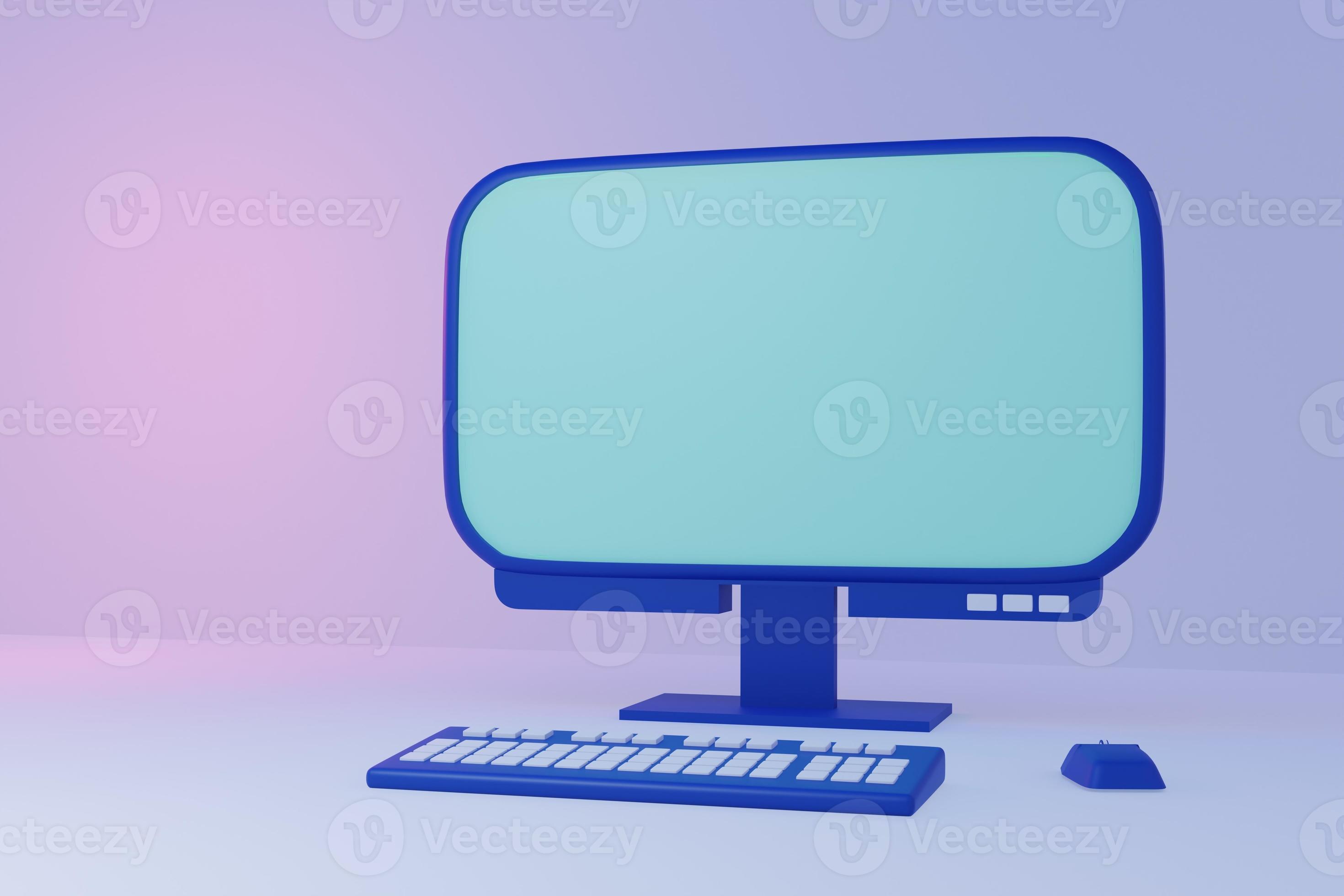 Workplace at desktop computer. Monitor, keyboard and mouse. 3D renderer 11019225 Stock Photo at ...