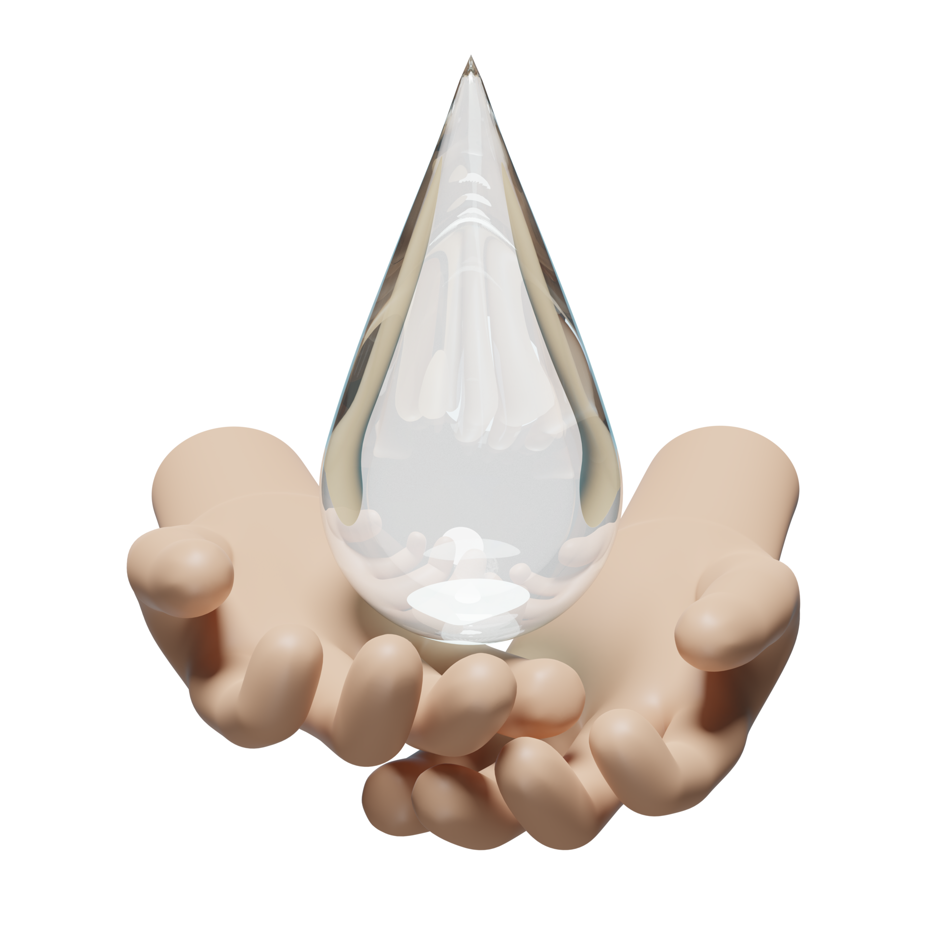3d Two Hands Holding Water Drop Icon Isolated World Water Day Concept