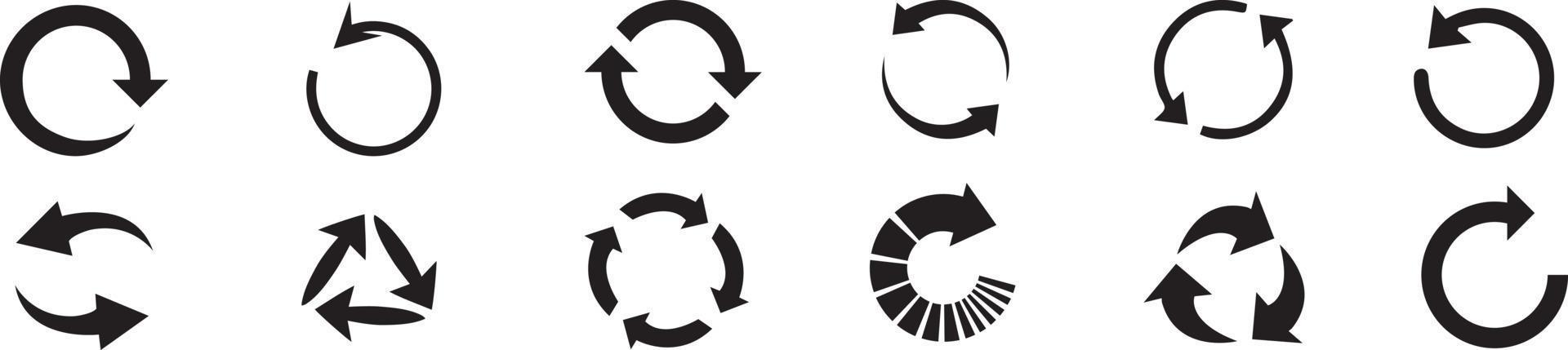 Arrow rotate icons set. Rotation black circle. Collection two cycle ...