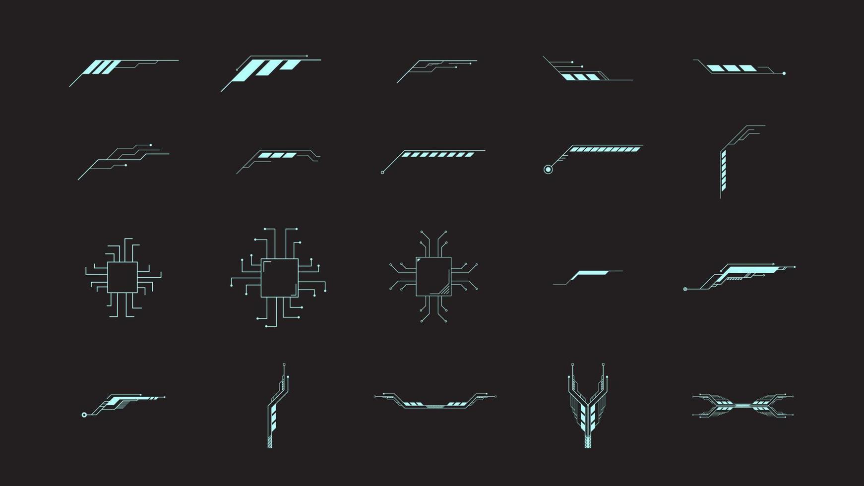 Abstract Digital Technology Ui Ux Futuristic Hud Fui Virtual Interface Tech Elements Vector