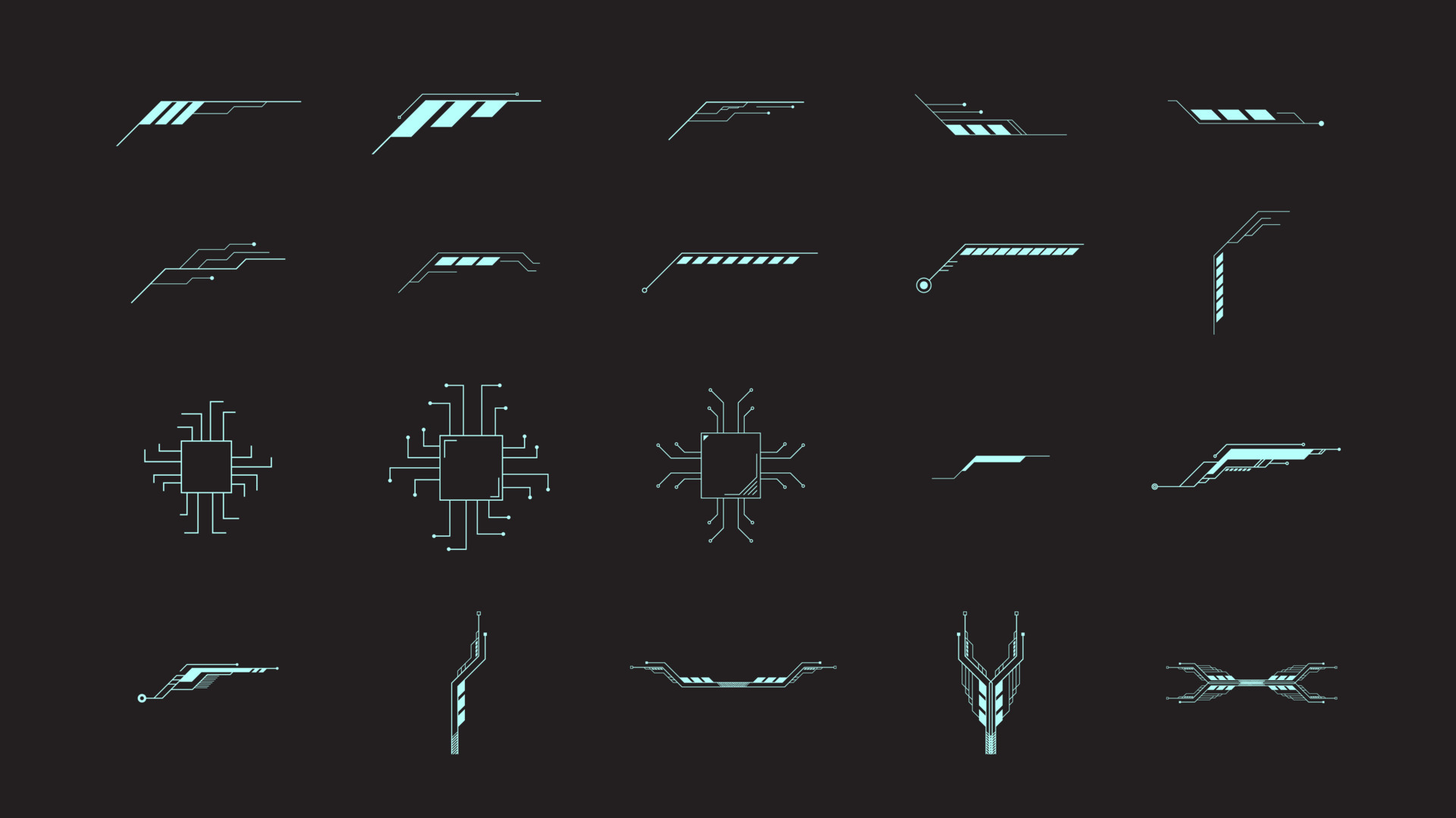 Abstract Digital Technology Ui Ux Futuristic Hud Fui Virtual Interface Tech Elements Vector