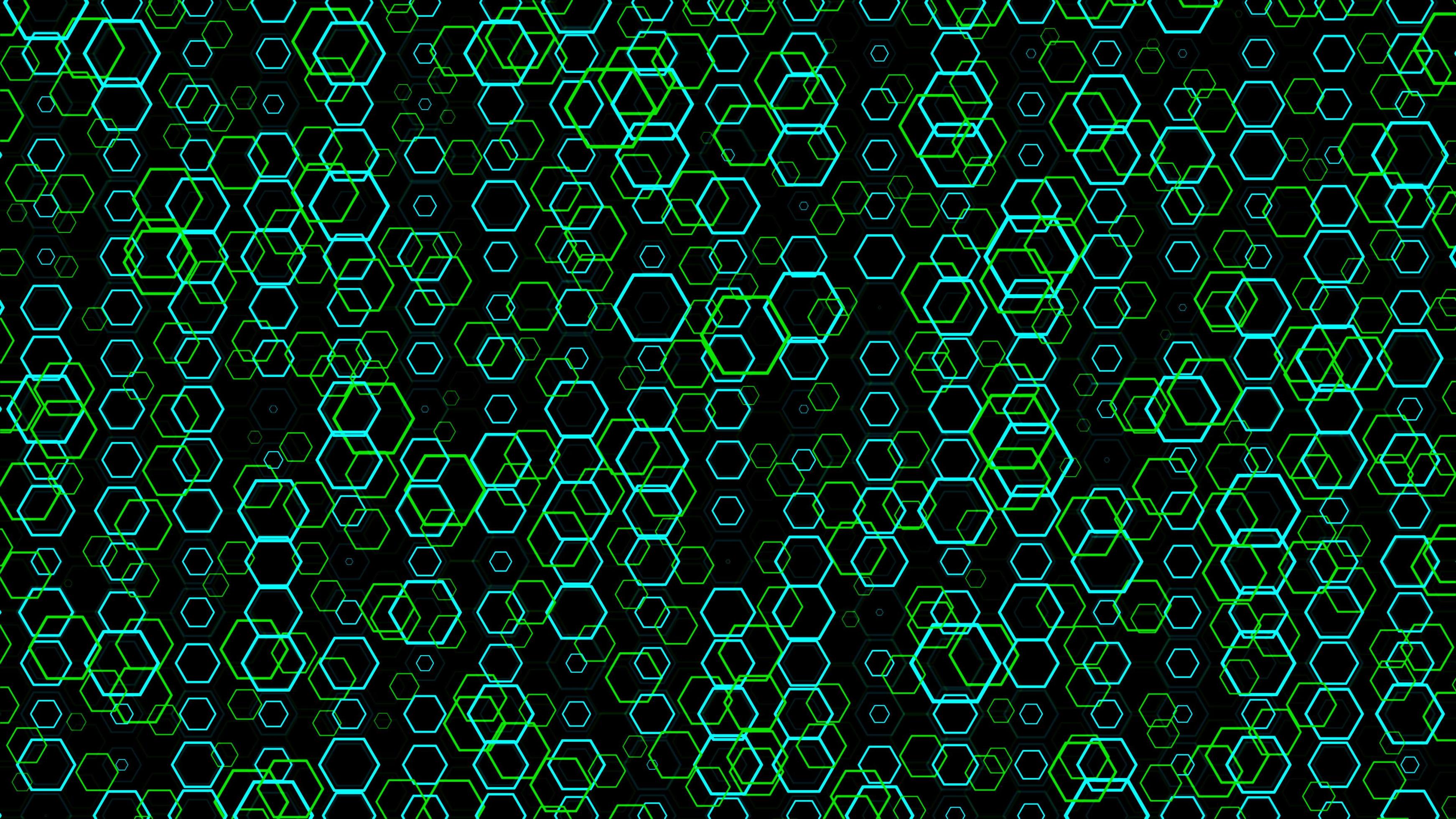 Futuristic green hexagon shape random sizes background - computer ...