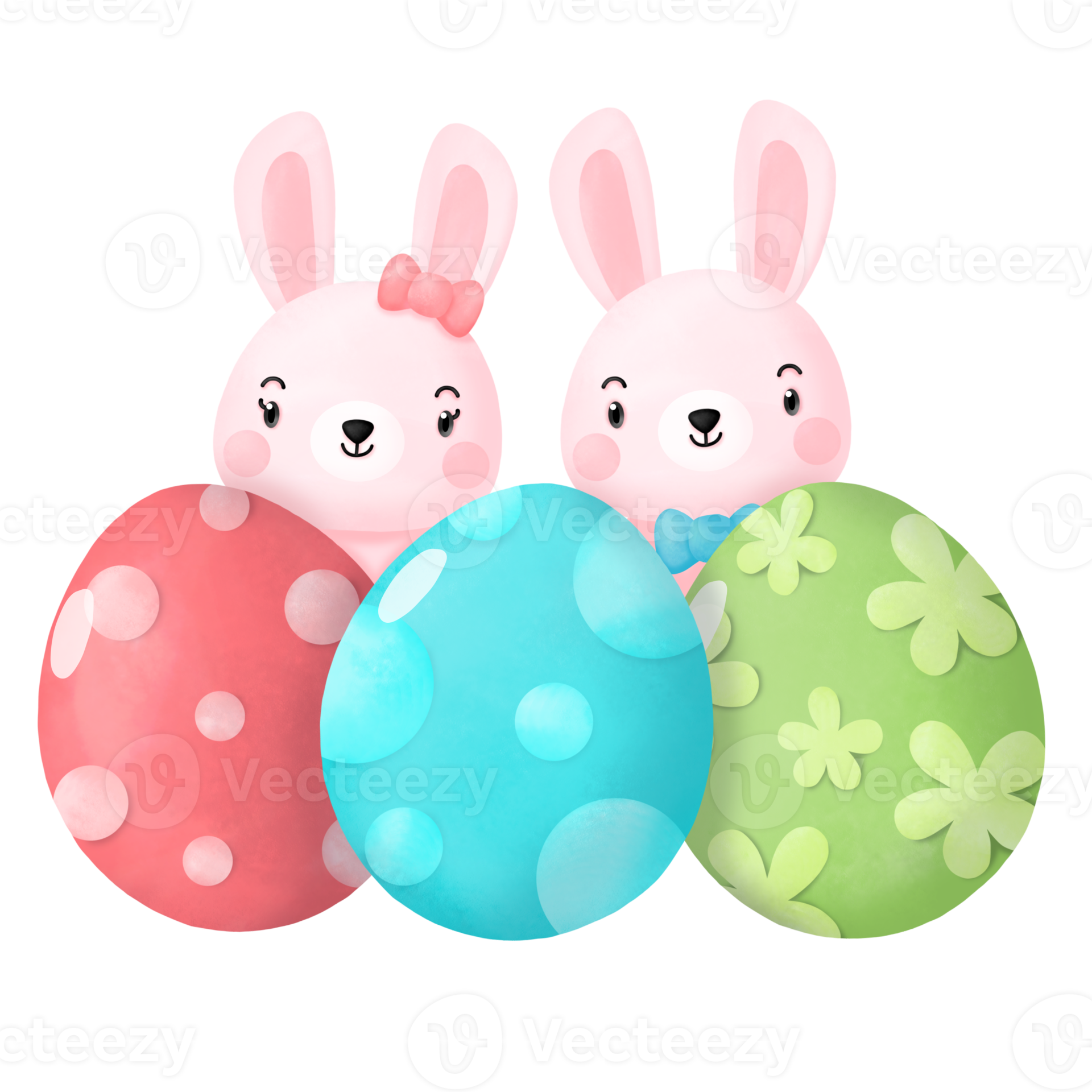 Happy Easter Watercolor Clipart, Rabbit and Egg 11026676 PNG