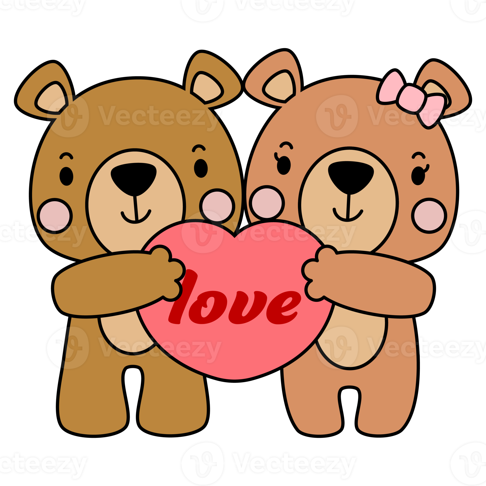 Cute Teddy Bear Love Set Valentines Day With Elements Filled Vector 11026701 Png