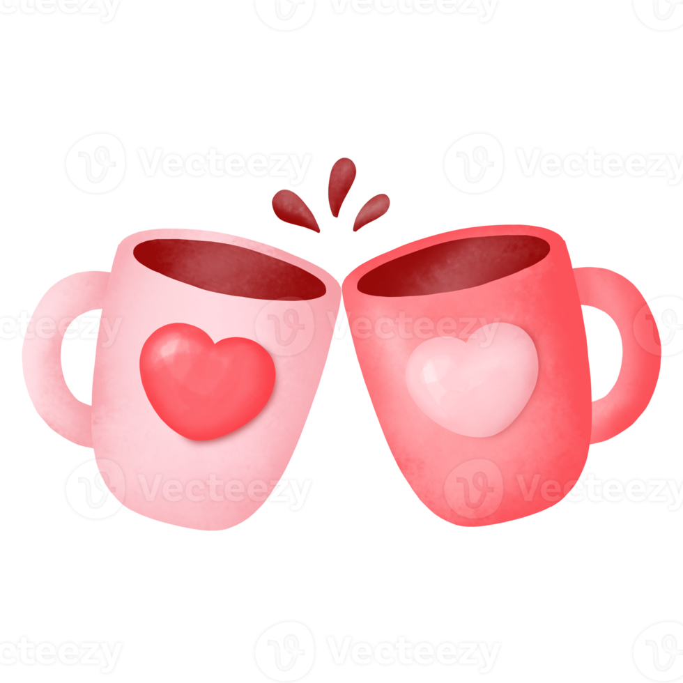 Watercolor Cup Coffee Heart Happy Valentines Day Clipart 11026775 Png
