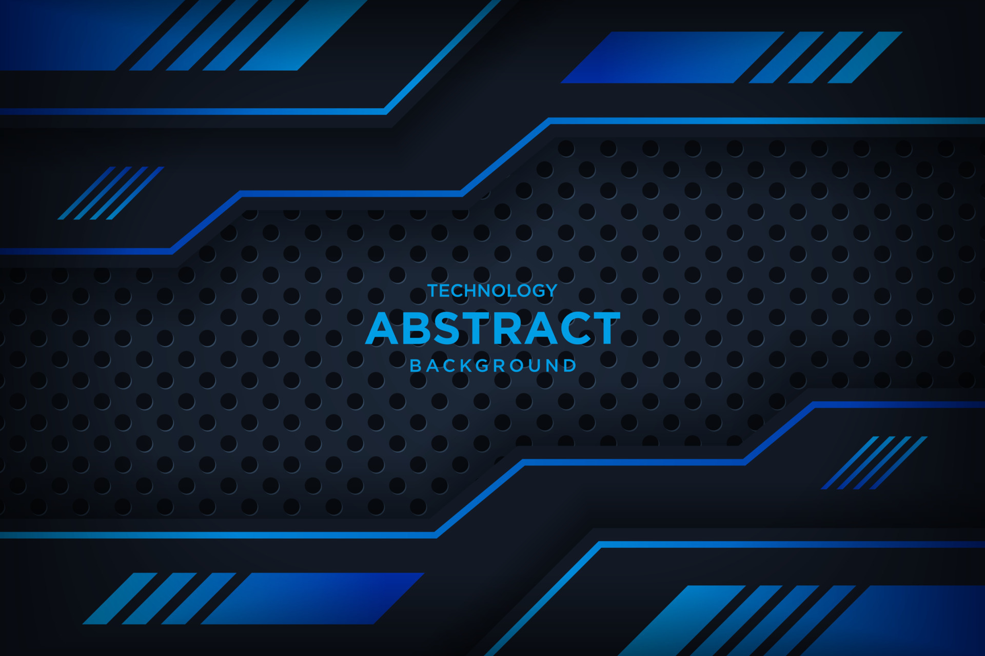 Abstract 3d Black Techno Background Overlap Layers On Dark Space With Blue Light Effect