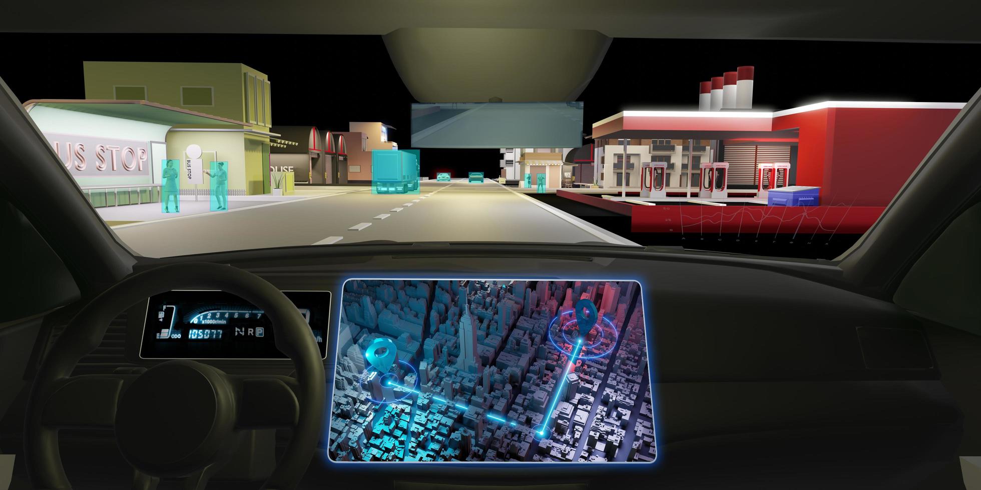 Auto Pilot Car Driverless Object Detection Sensor Digital Speedometer