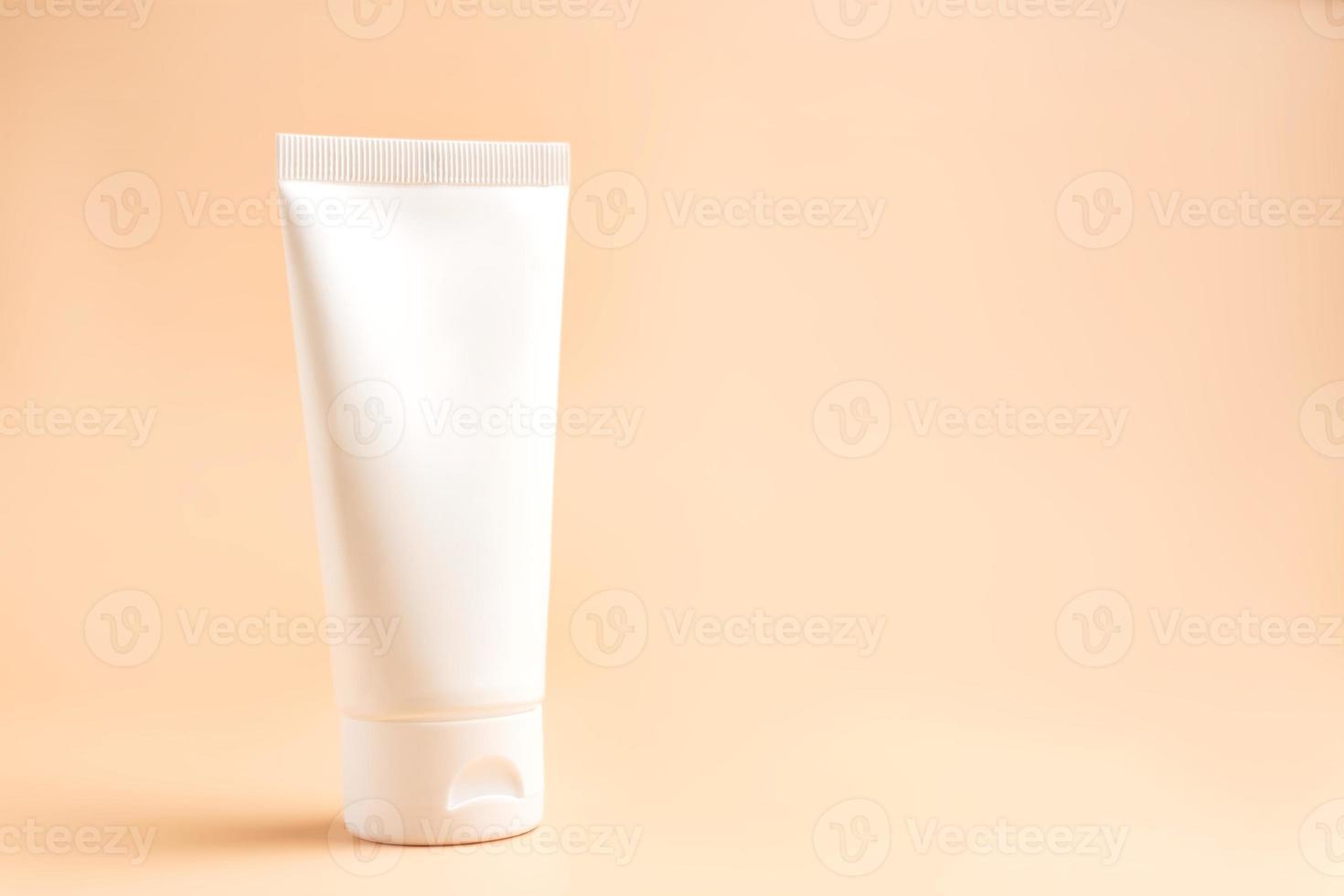 Cream Tube On Beige Background Cosmetic Skincare Product Blank Plastic Package White Unbranded