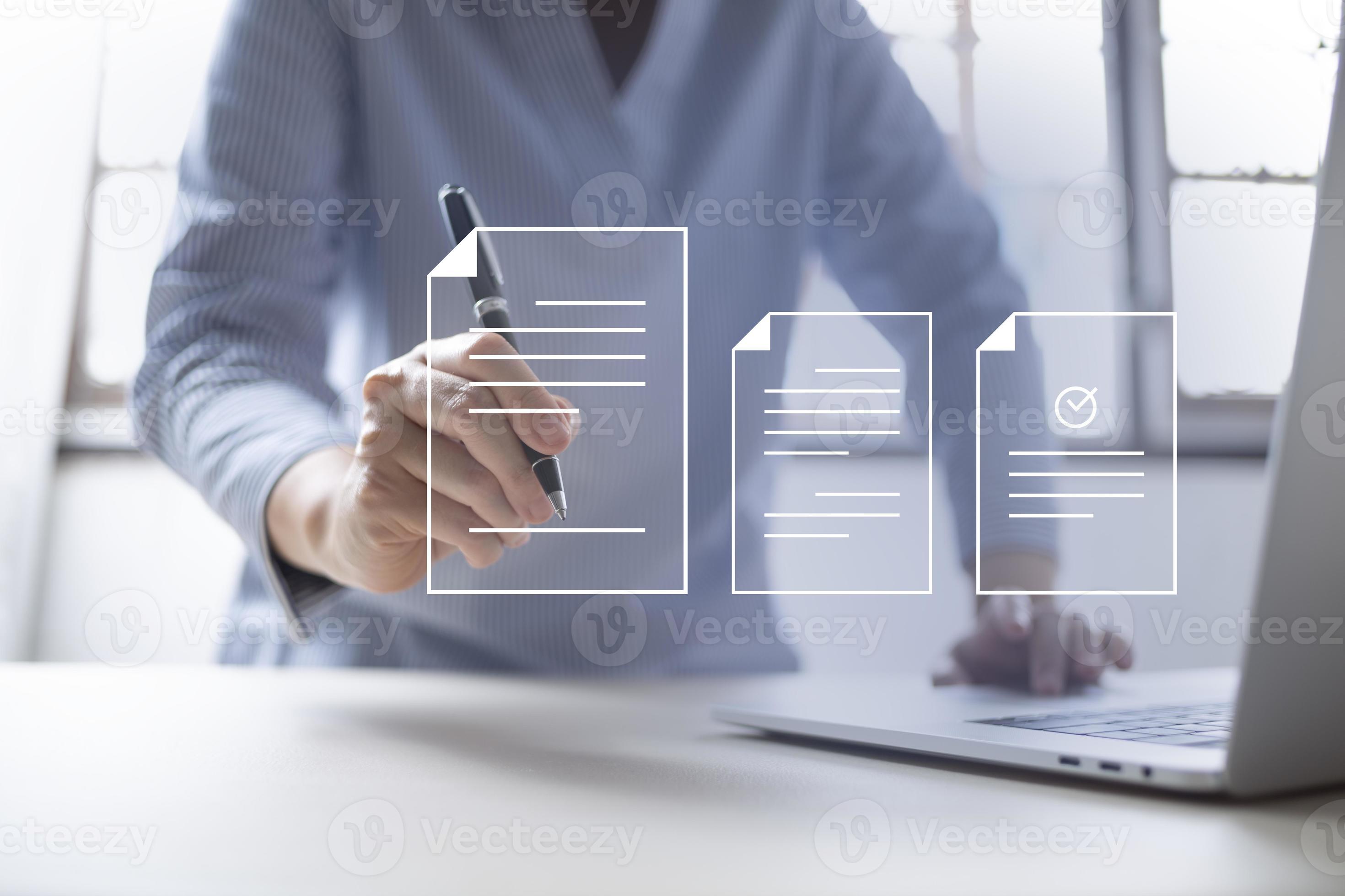Businesswoman Work From Home Handling Documents E Signing Signing